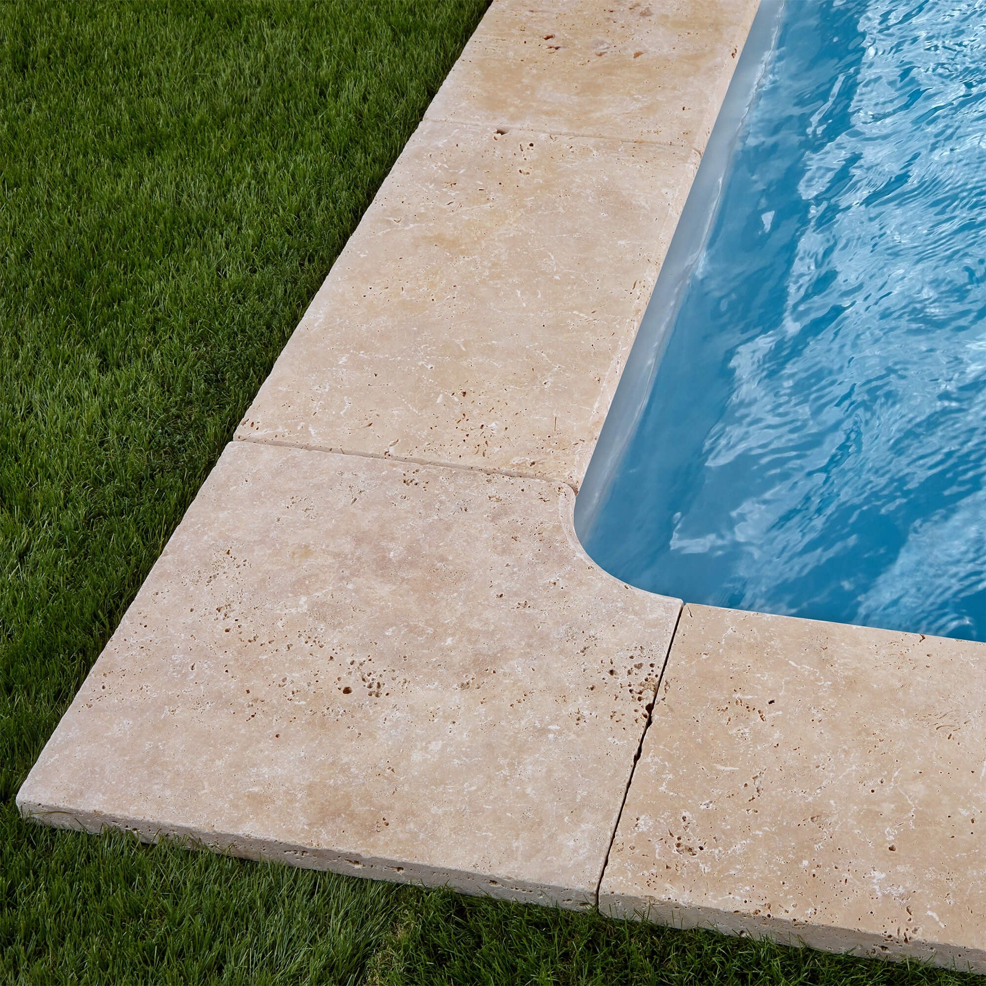 Margelle Angle Rentrant Pierre Naturelle Travertin Beige Mix 1er choix ...