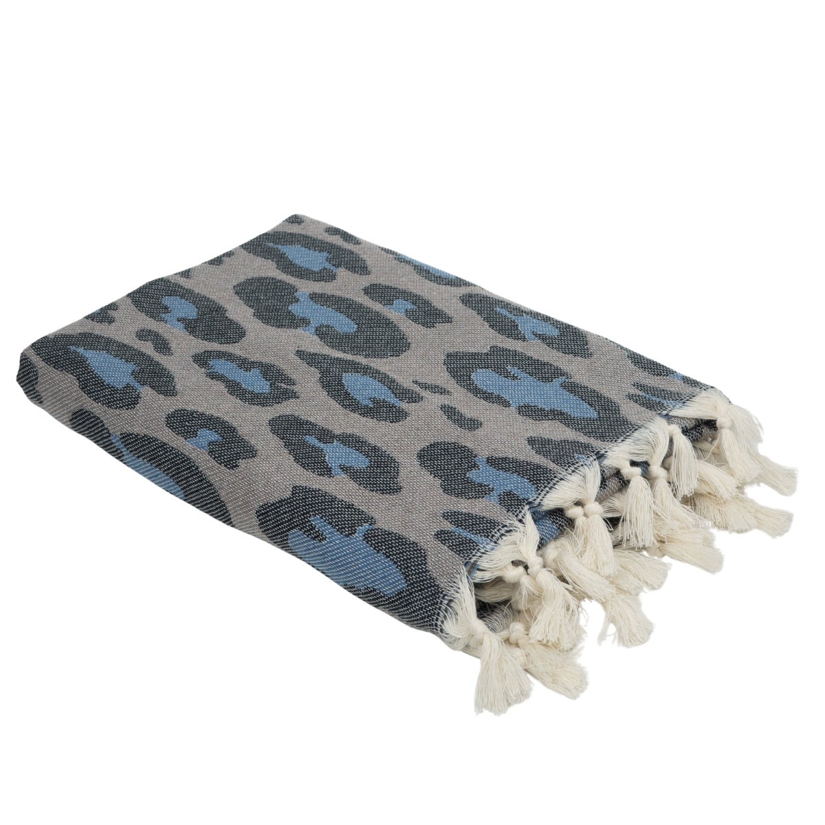 Fouta jacquard coton taupe / bleu | Leroy Merlin