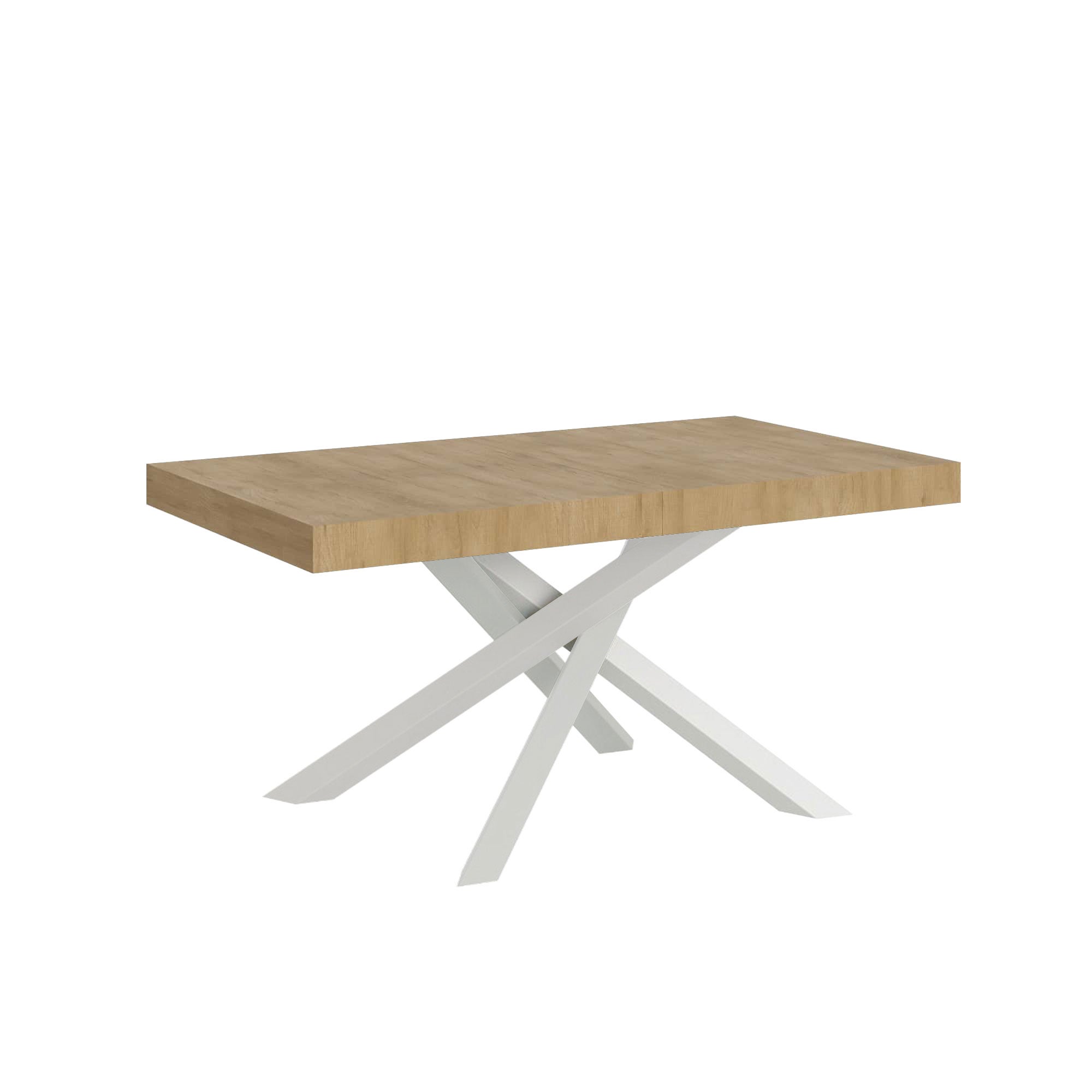 Table extensible 180/440x90 cm Volantis chêne naturel pieds blancs ...