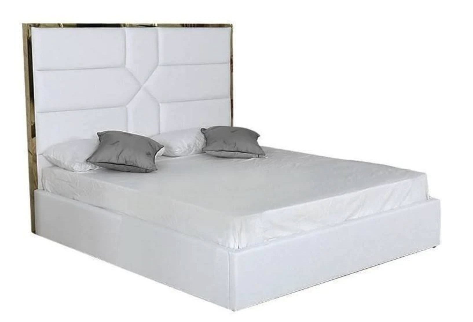 Lit design 2 places simili cuir avec tête de lit contour laiton Delhie ...