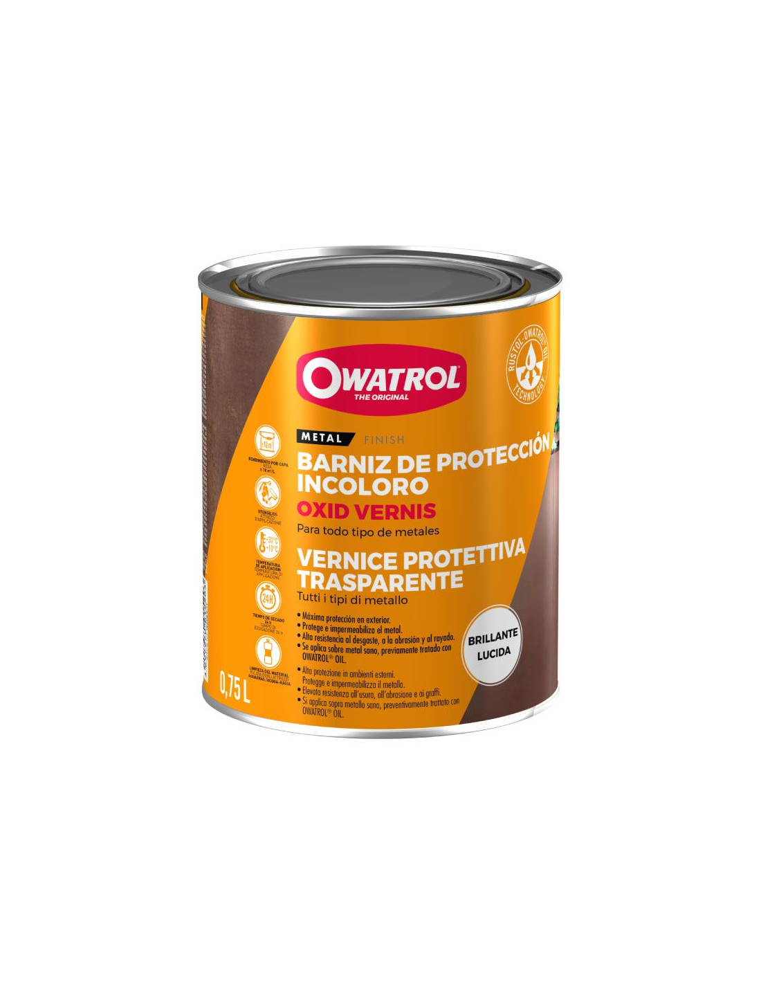 BARNIZ PARA METALES UV BRILLANTE INCOLORO OWATROL 750 ML | Leroy Merlin