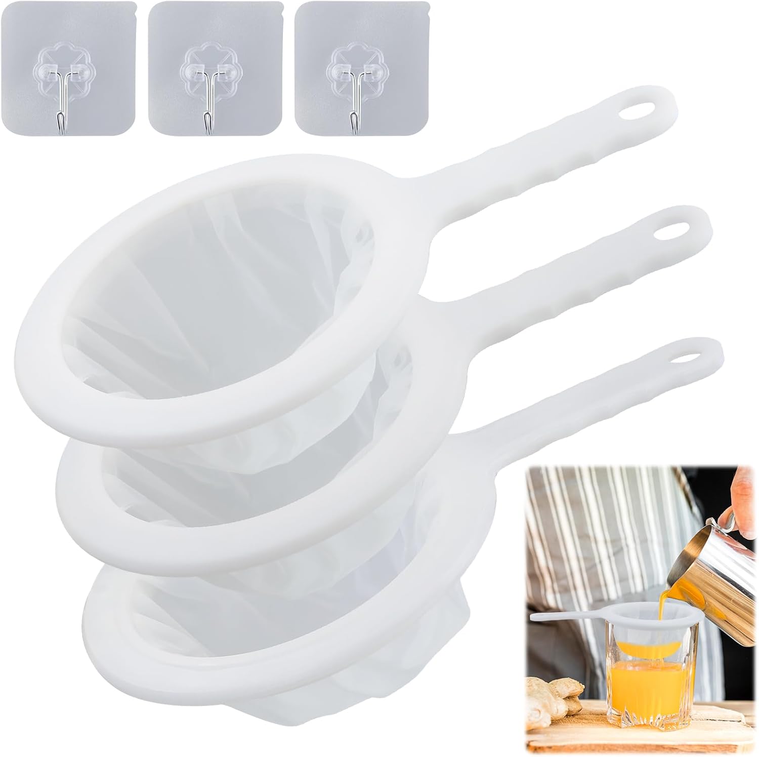 (3Pièce) Filtres En Nylon,Tamis Filtre Alimentaire, Tamis à Jus,Filtres ...