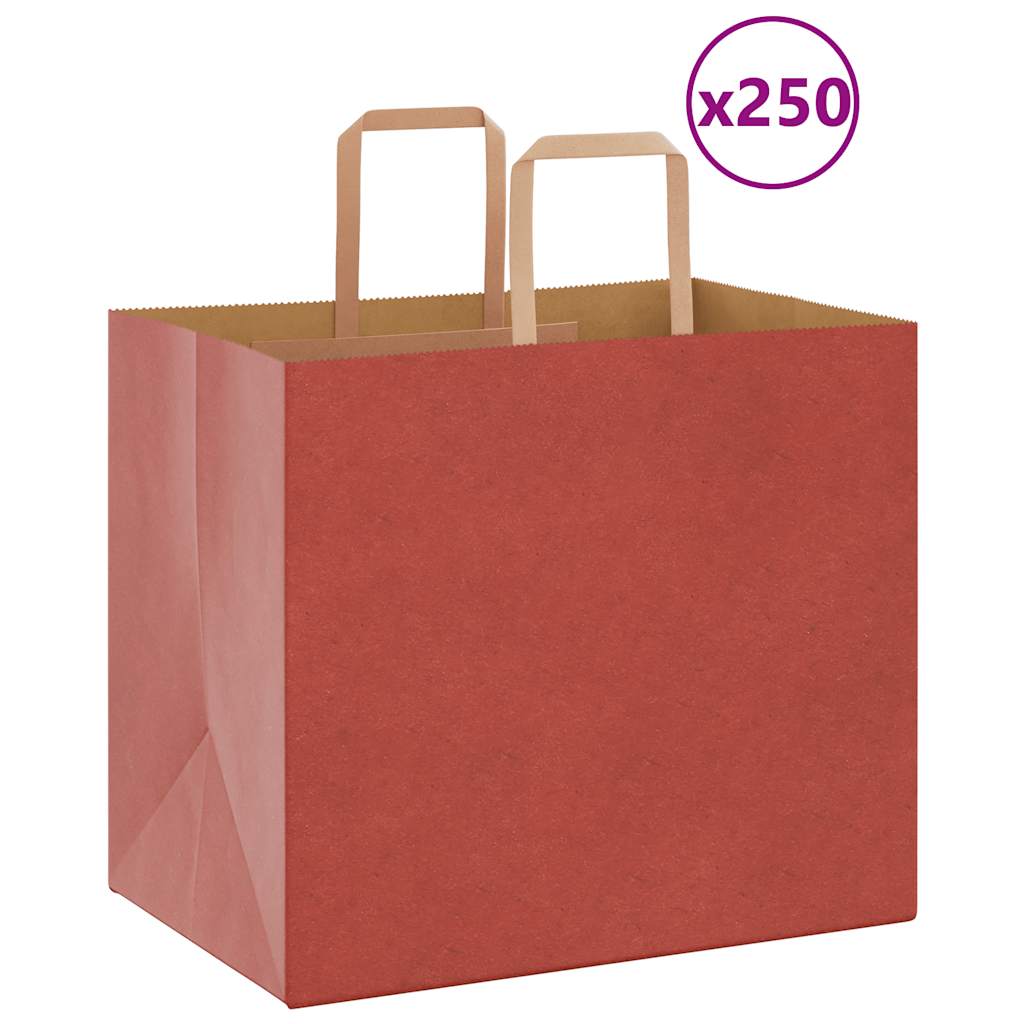 Sacs en papier kraft 250 pcs，Sacs kraft avec poignées rouge 32x22x28 cm ...