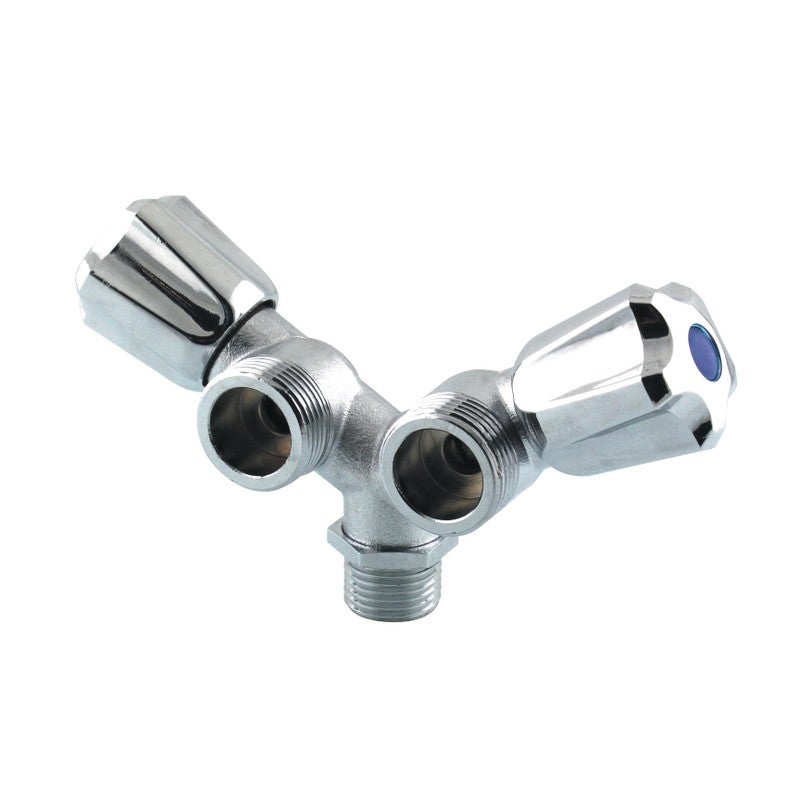 Robinet double en Y pour 2 machines à laver Ø1/2"x3/4" | Bricoman
