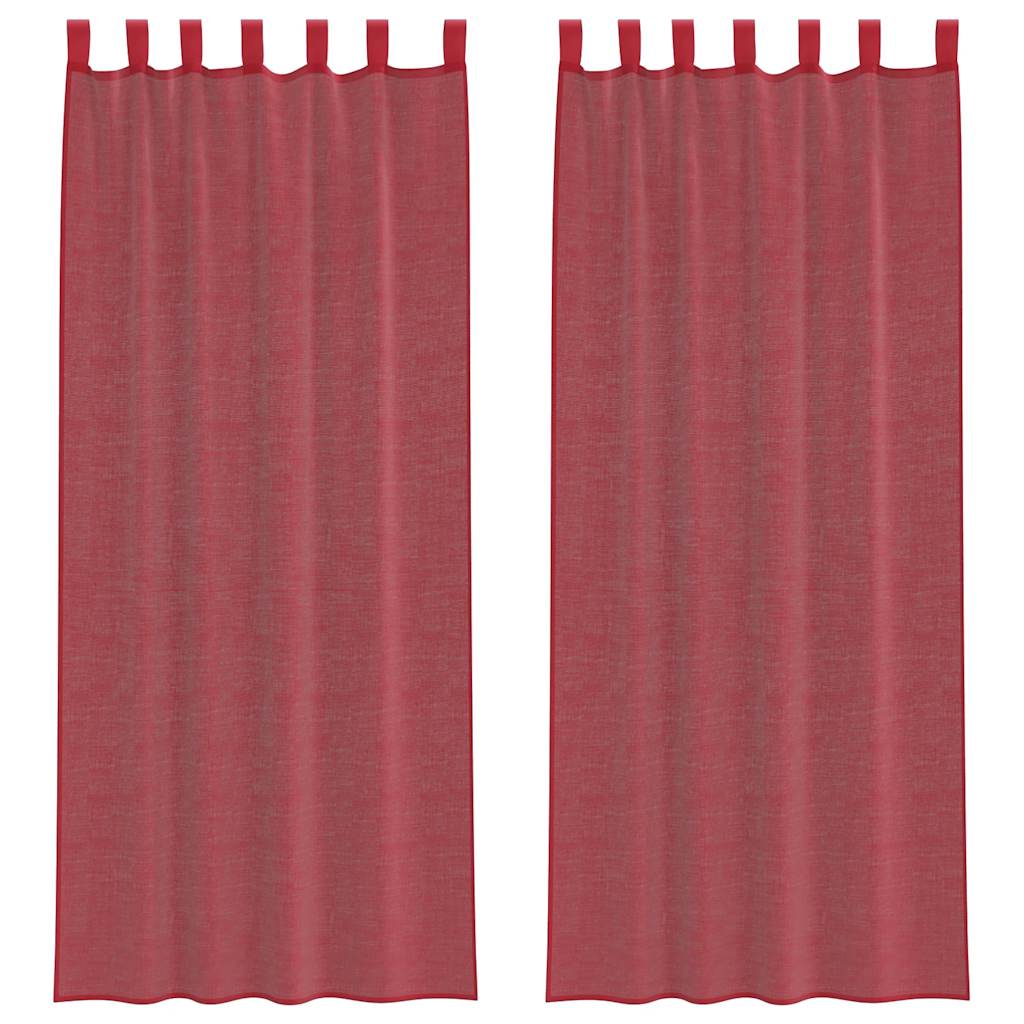 Rideaux en voile avec boucles 2 pcs rouge bordeaux 140x260 cm CFW95986 ...