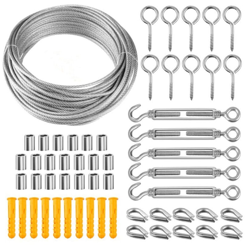 Corde en Acier Inoxydable à Suspendre Kit,50M Cable Métallique,kit ...