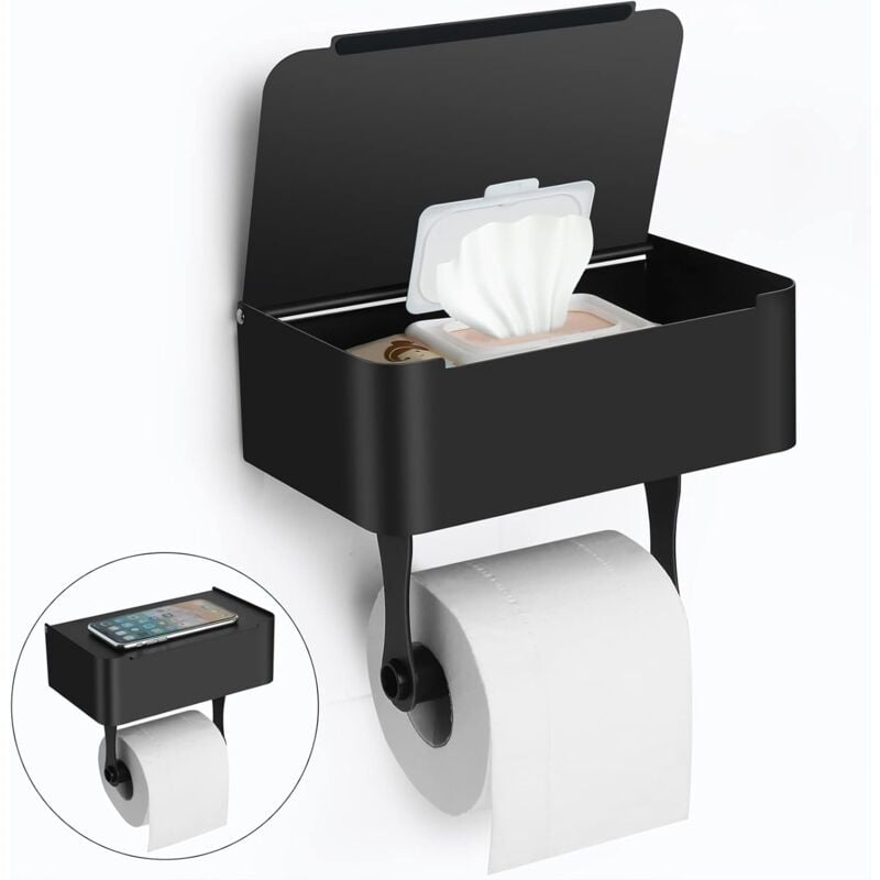 Porte-papier hygiénique avec étagère, support mural en acier inoxydable ...