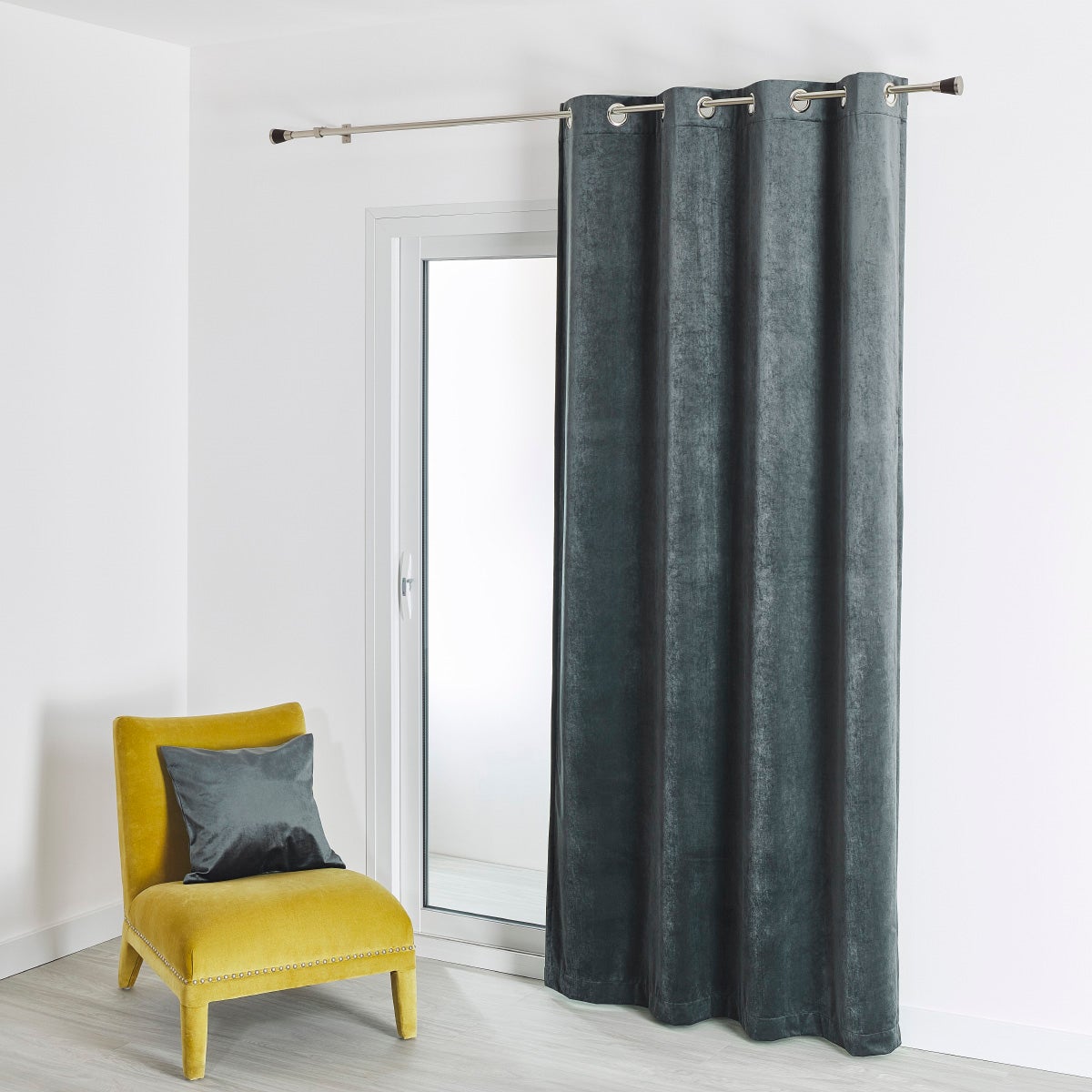 Rideau en velours feutré uni - Gris anthracite - 135x260 cm - Velours ...