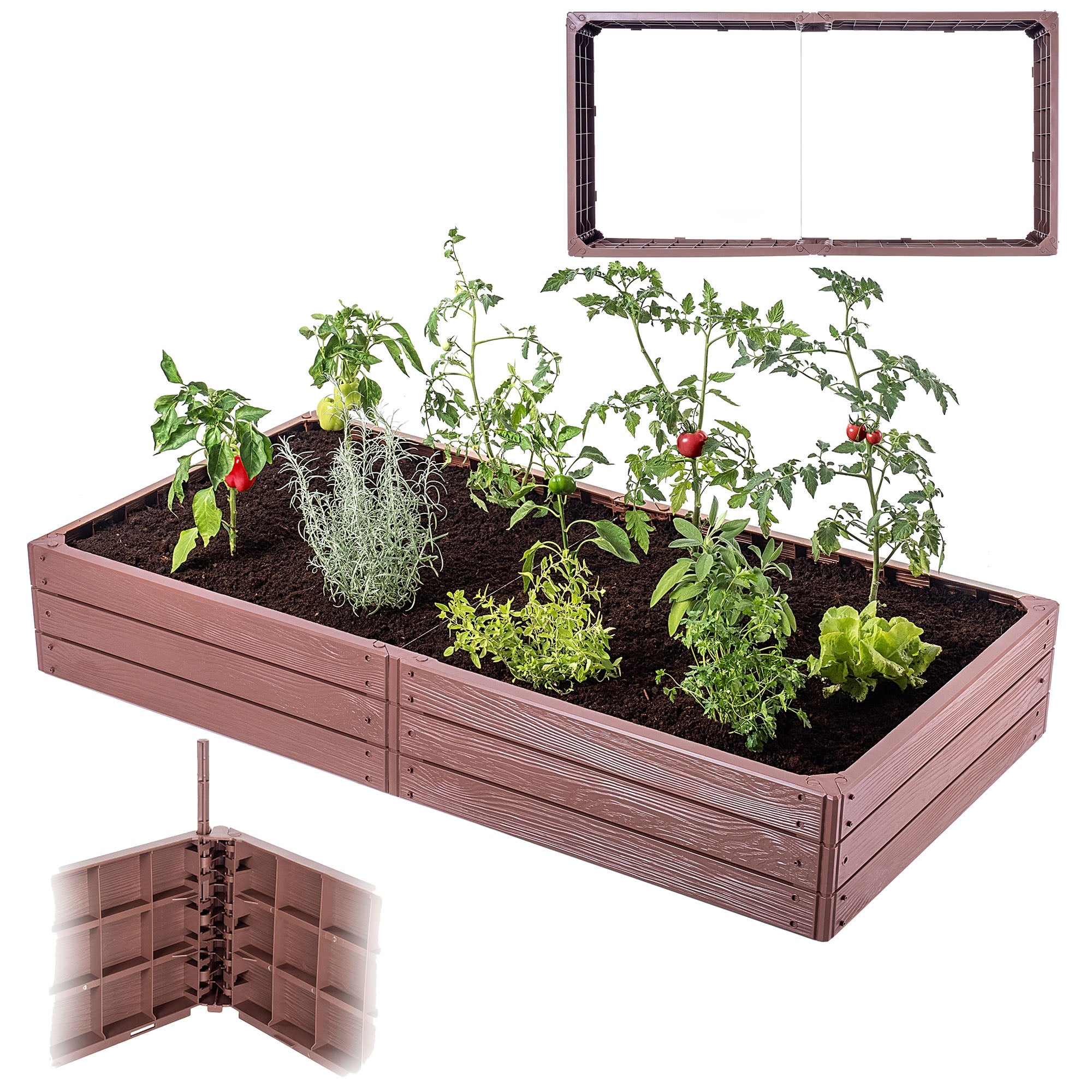 KADAX Macetero elevado para comestibles, parterre de flores, marrón, 150x75 cm | Leroy Merlin