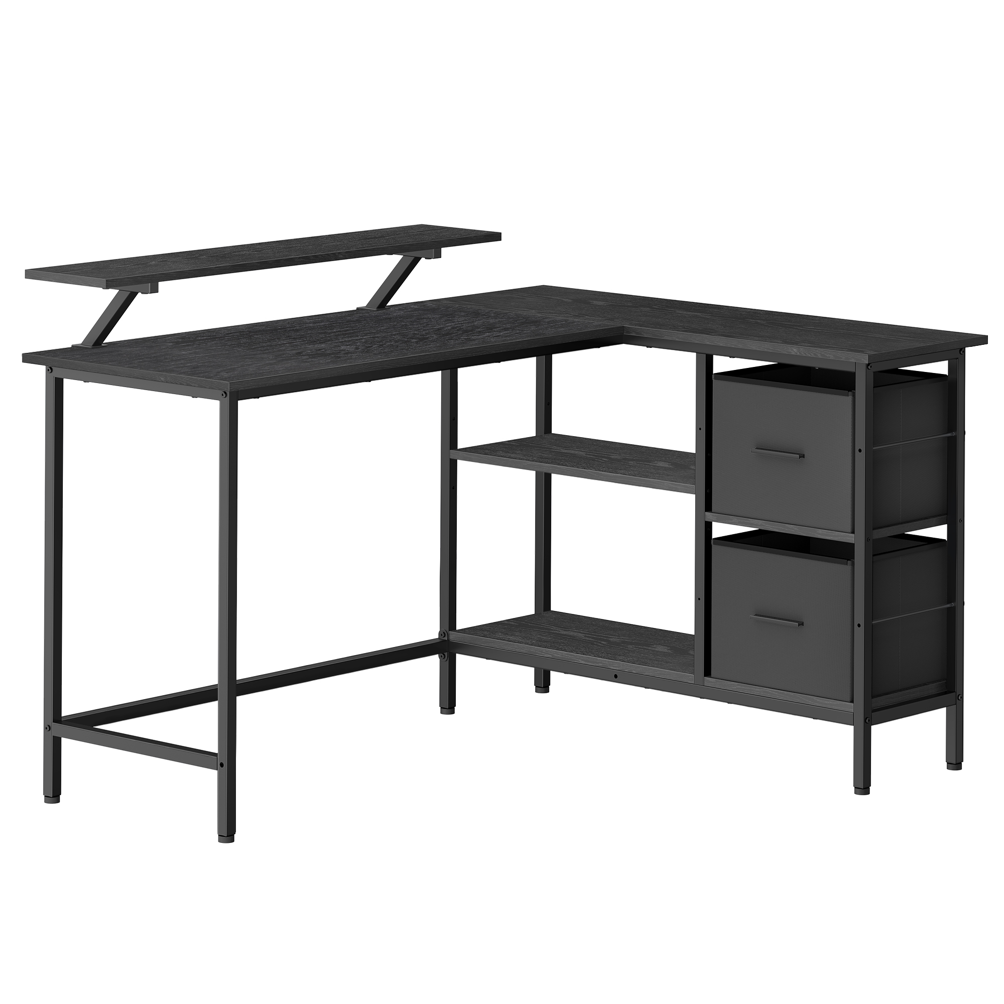 Bureau en Forme de L avec 2 Tiroirs Spacieux, Bureau Gaming avec ...