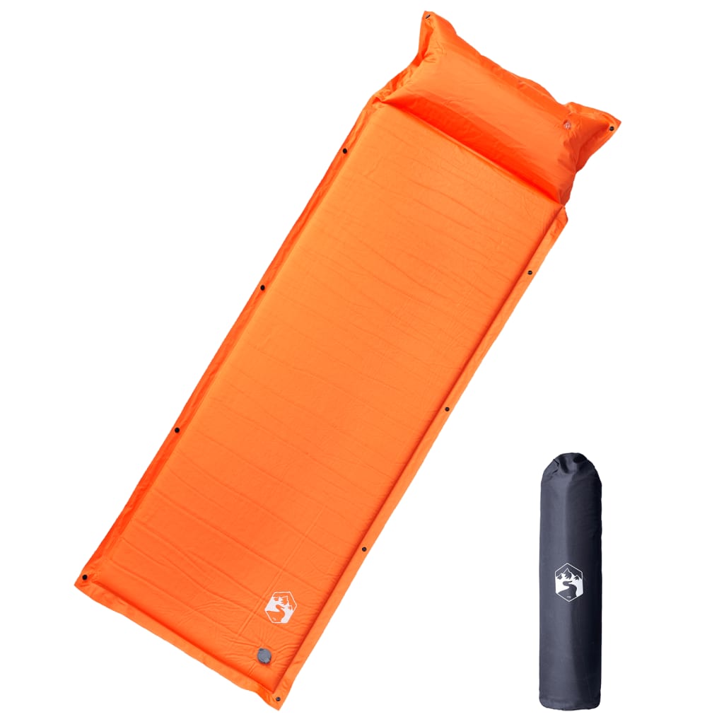 Colchón de camping autoinflable con almohada 1 persona naranja | Leroy ...