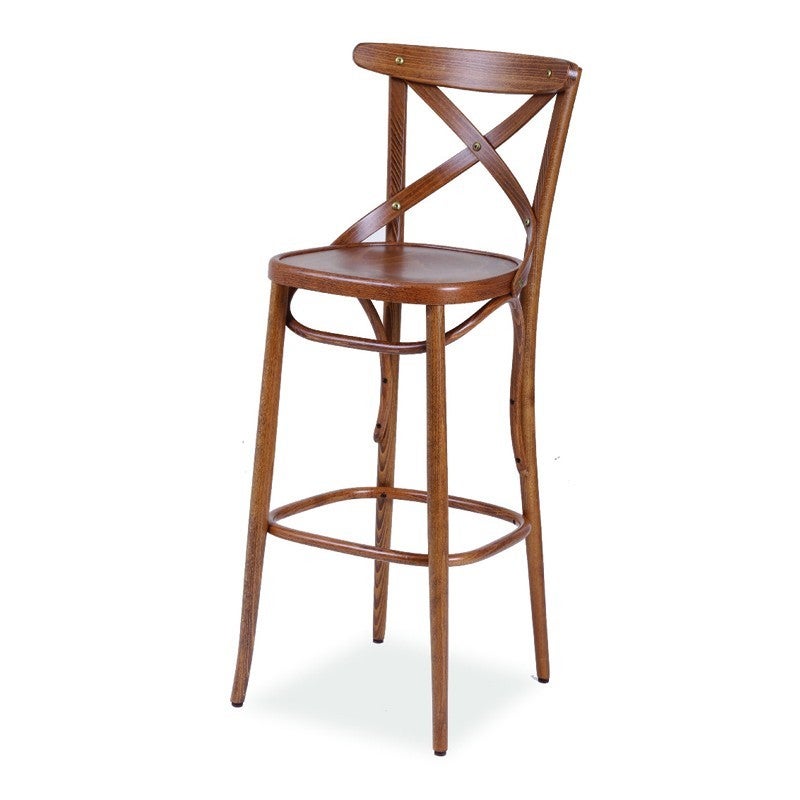 Taburete en madera de haya curvada, color coñac envejecido 51x51xh.110 ...