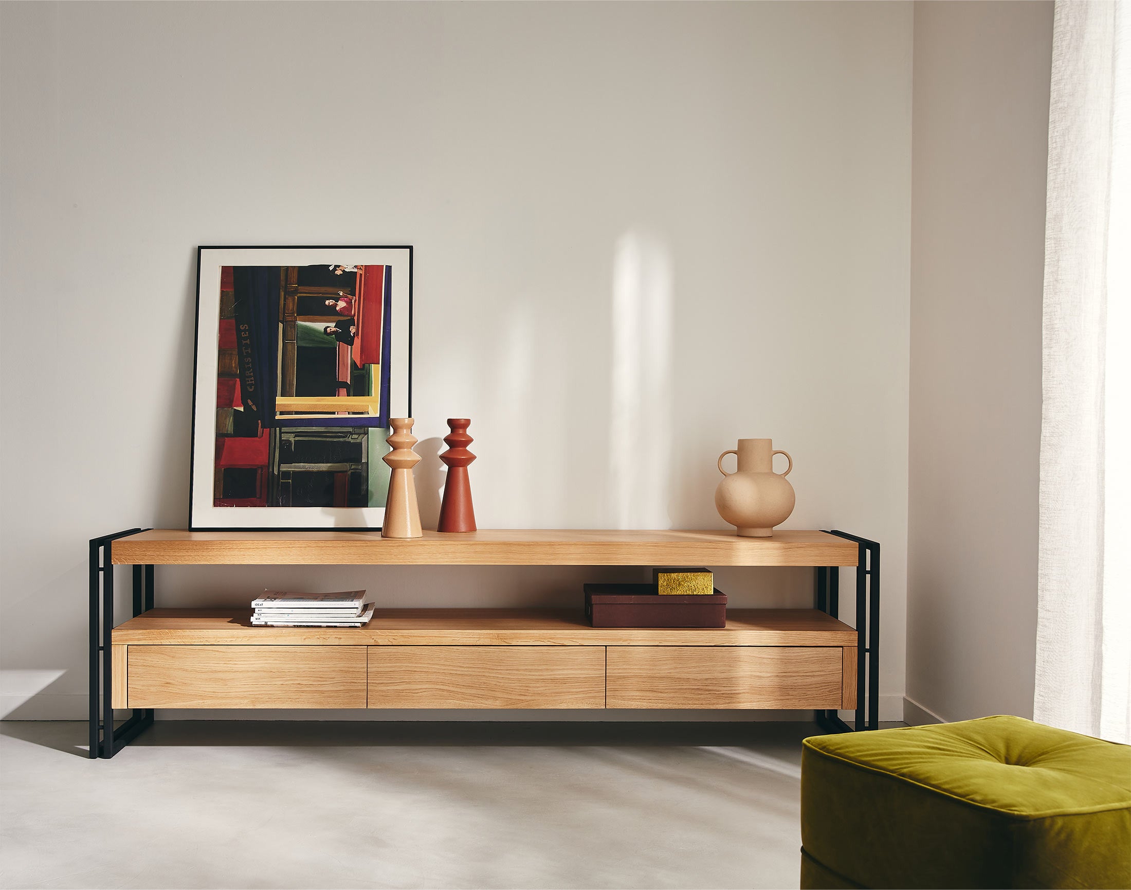 Bogota - meuble TV - bois et noir - 200 cm | Leroy Merlin