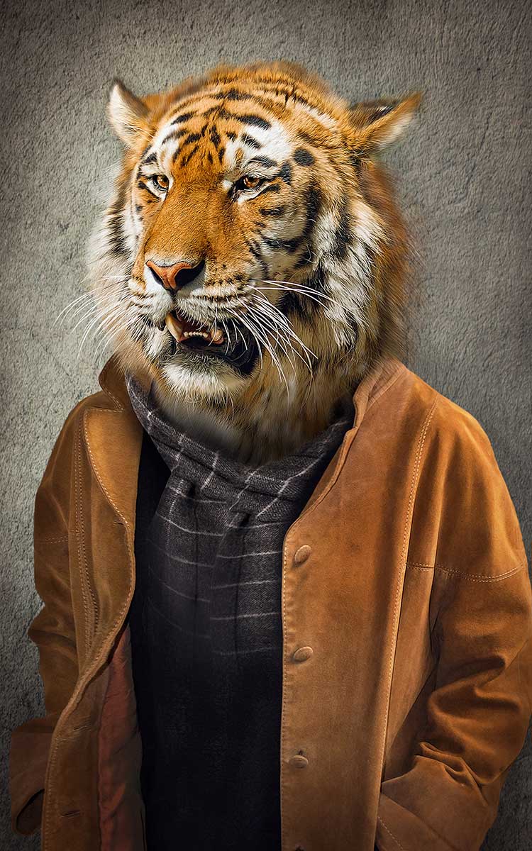 Tableau Portrait de tigre habillé - 50x80cm - made in France | Leroy Merlin