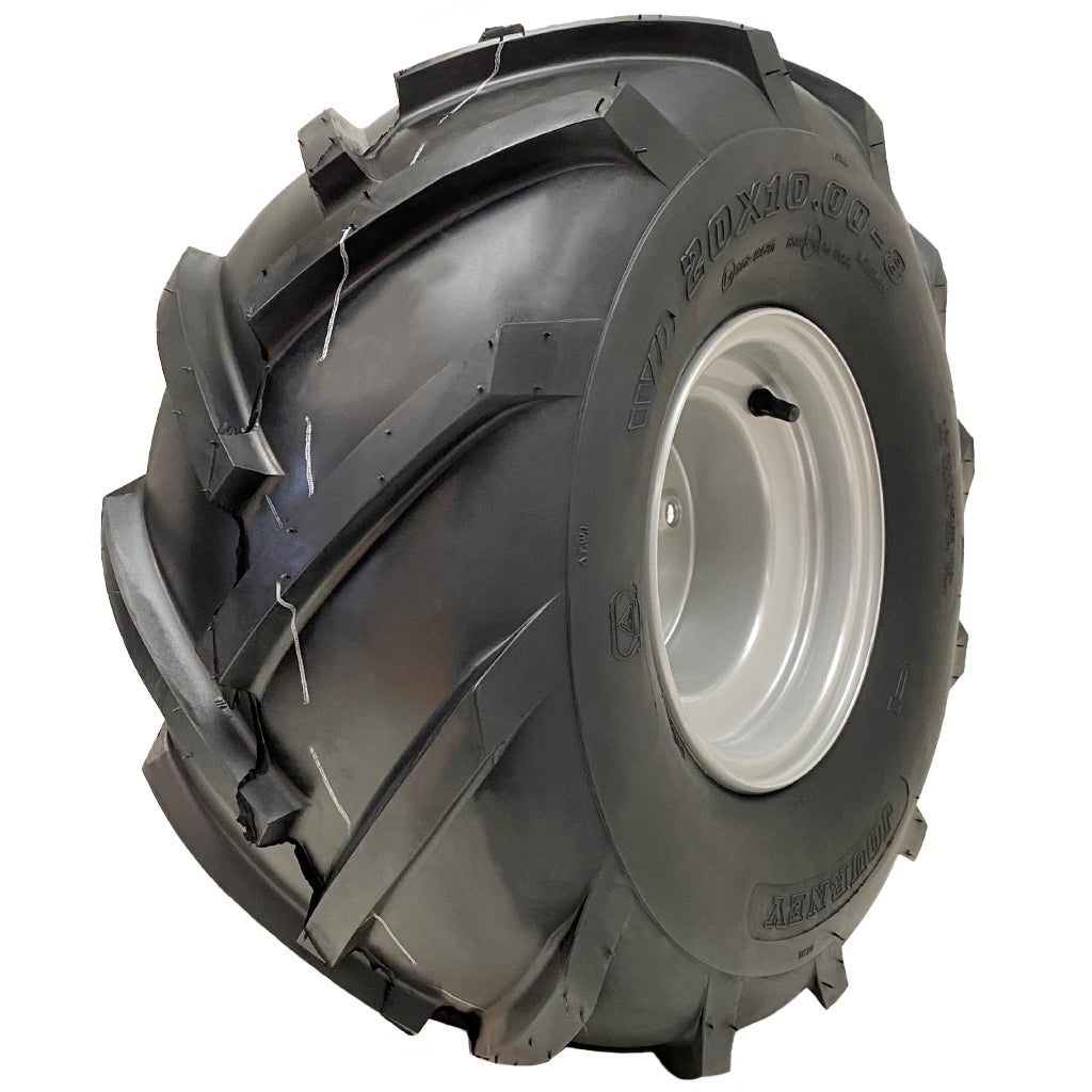 20x10.00-8 Open Centre P328 Wheel Tyre on Rim Cleated Rotovator 4 Stud ...