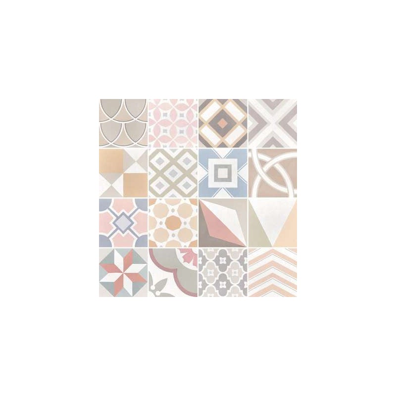 Carrelage sol / mur effet ciment 20x20 cm CAPRICE DECO PATCHWORK PASTEL ...