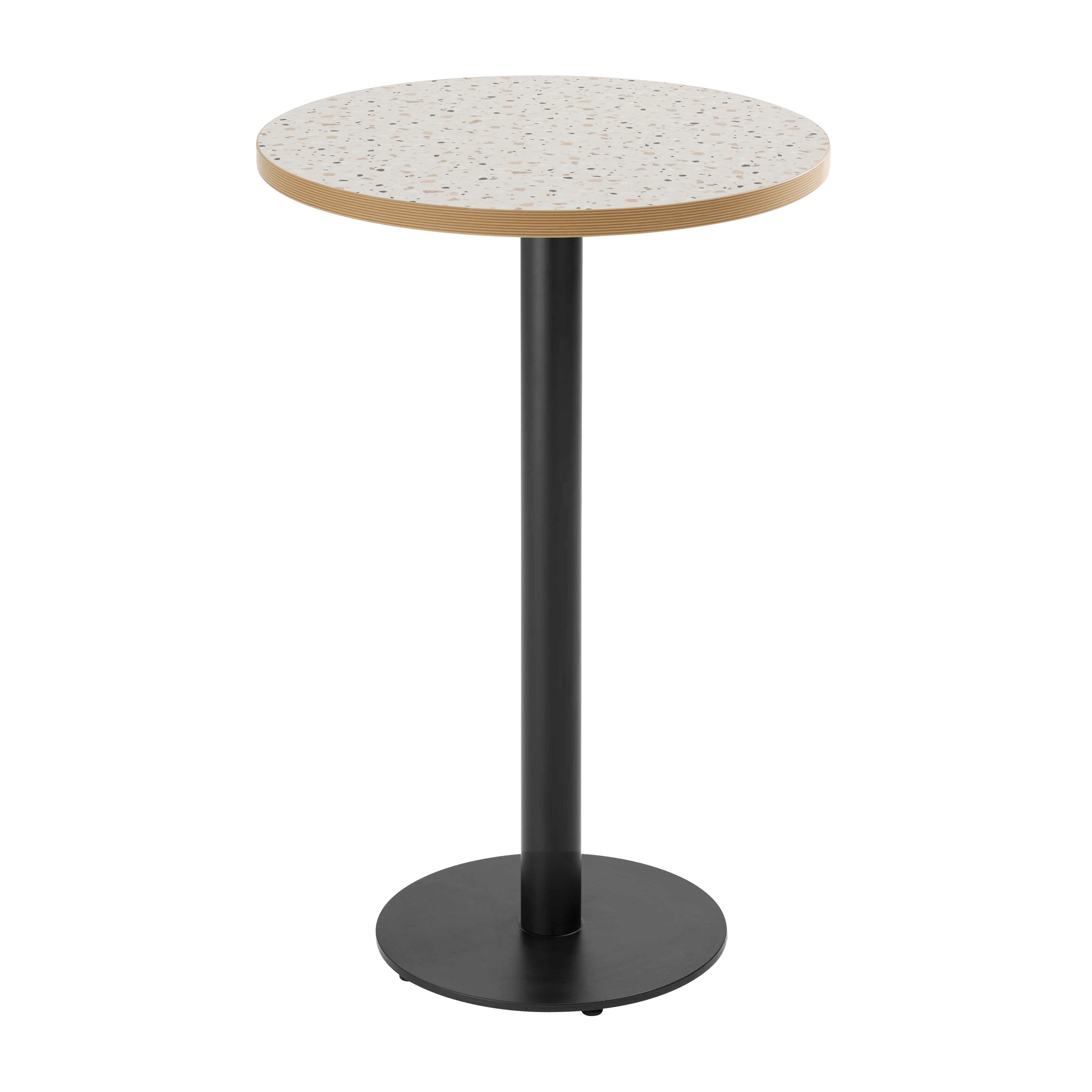 Table haute ronde 60 cm pied noir et revêtement terrazzo | Leroy Merlin