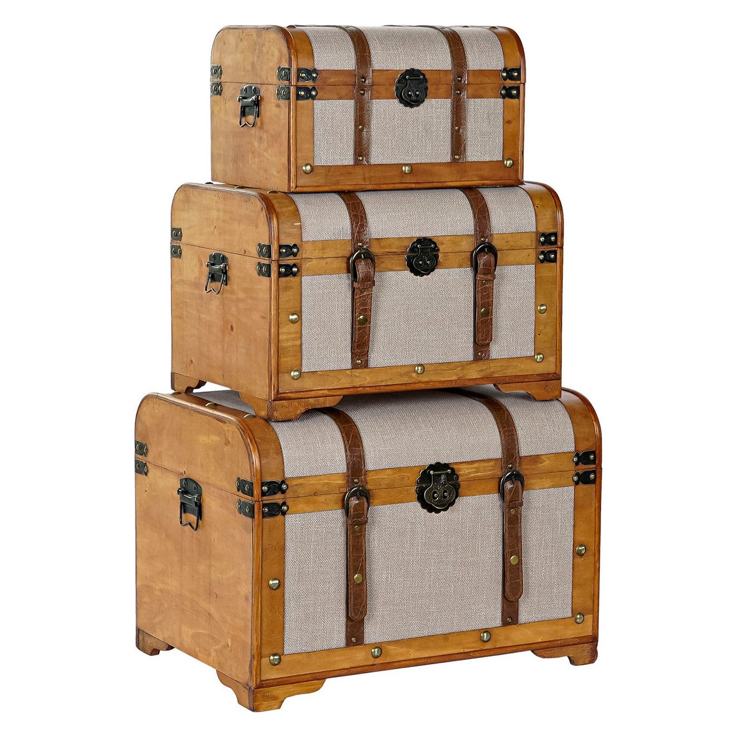 Baúl DKD Home Decor Madera Lienzo (3 pcs) | Leroy Merlin