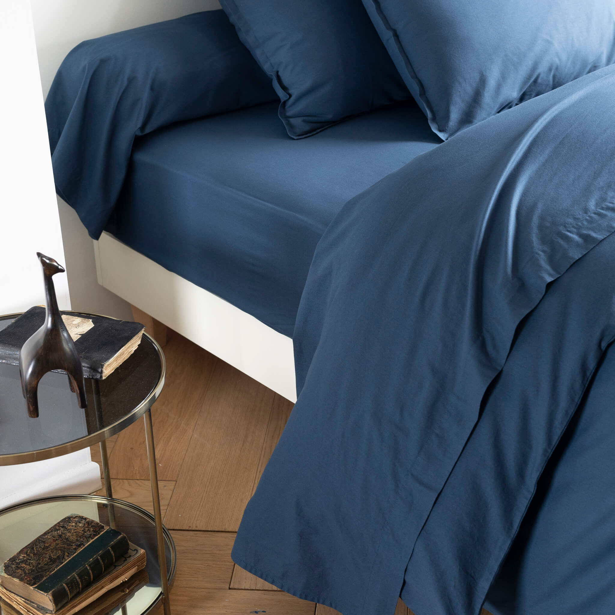 Drap plat coton lavé - SOMEO Bleu marine 270x300 - CELESTE | Leroy Merlin