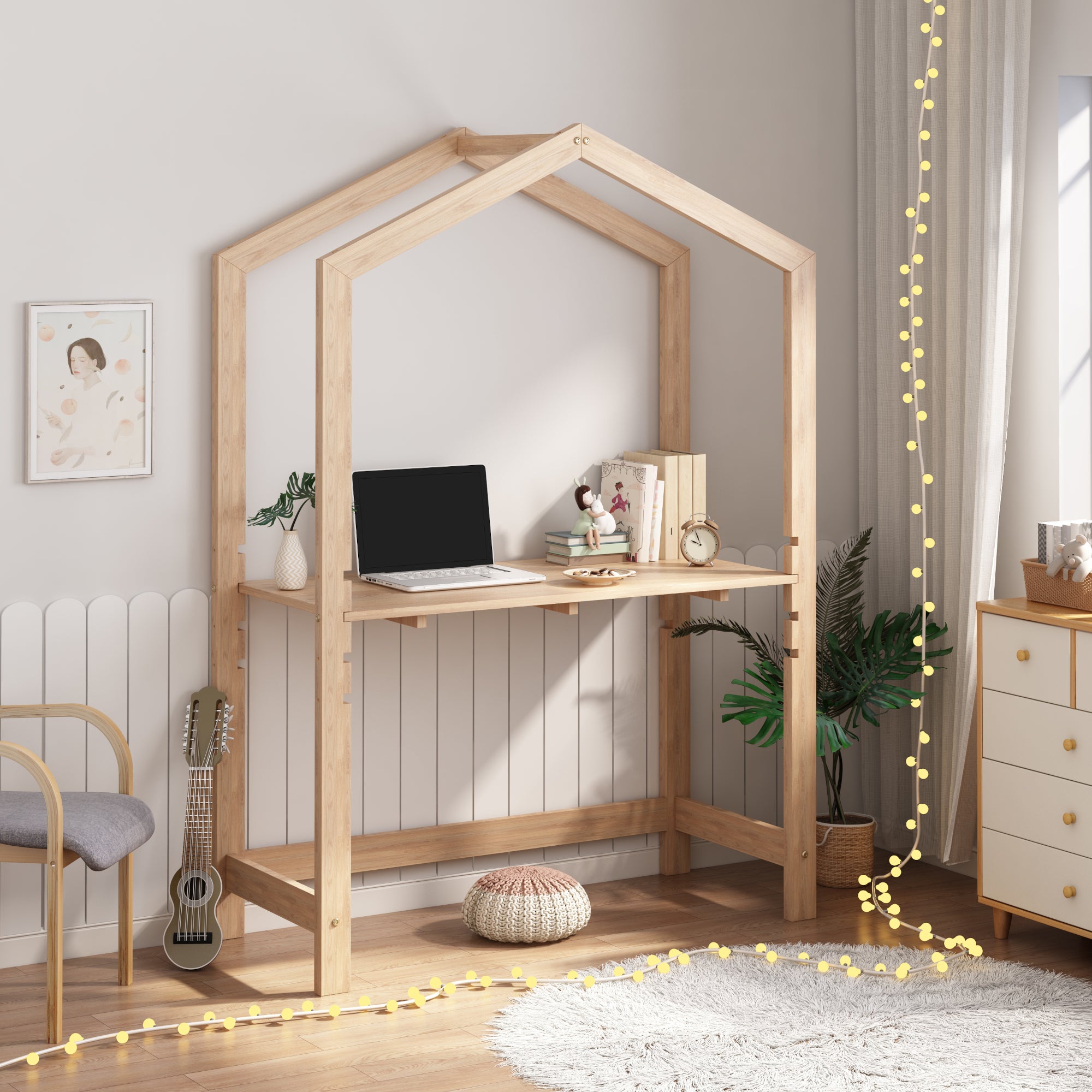 Escritorio infantil Suså regulable en altura de madera pino 110 x 50 x ...