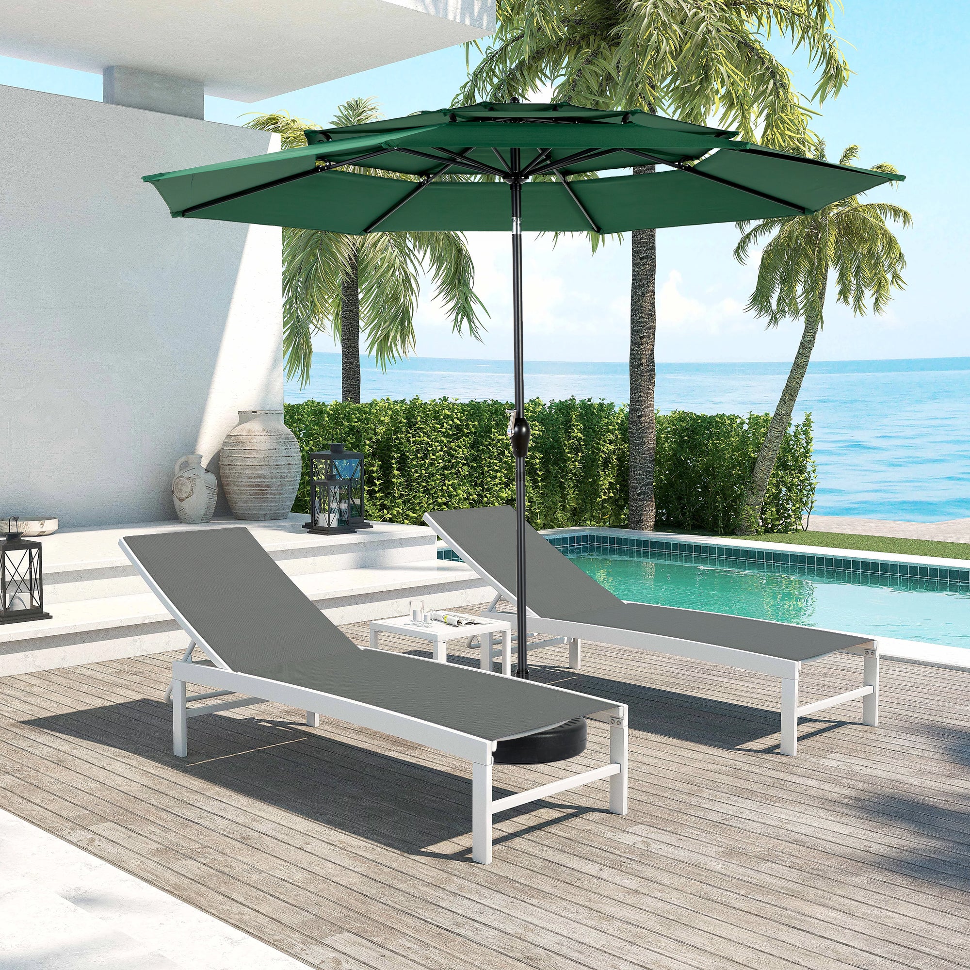 Parasol d'extérieur rectangulaire double face de 4,5 m, grand format ...