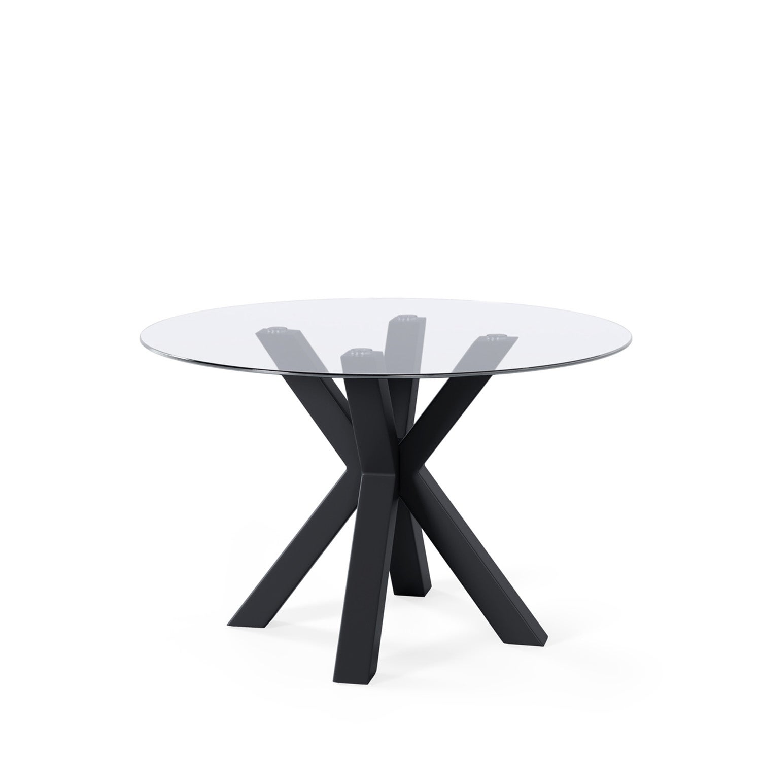 Mesa redonda Brama tapa cristal 120 y patas metálicas negras | Leroy Merlin
