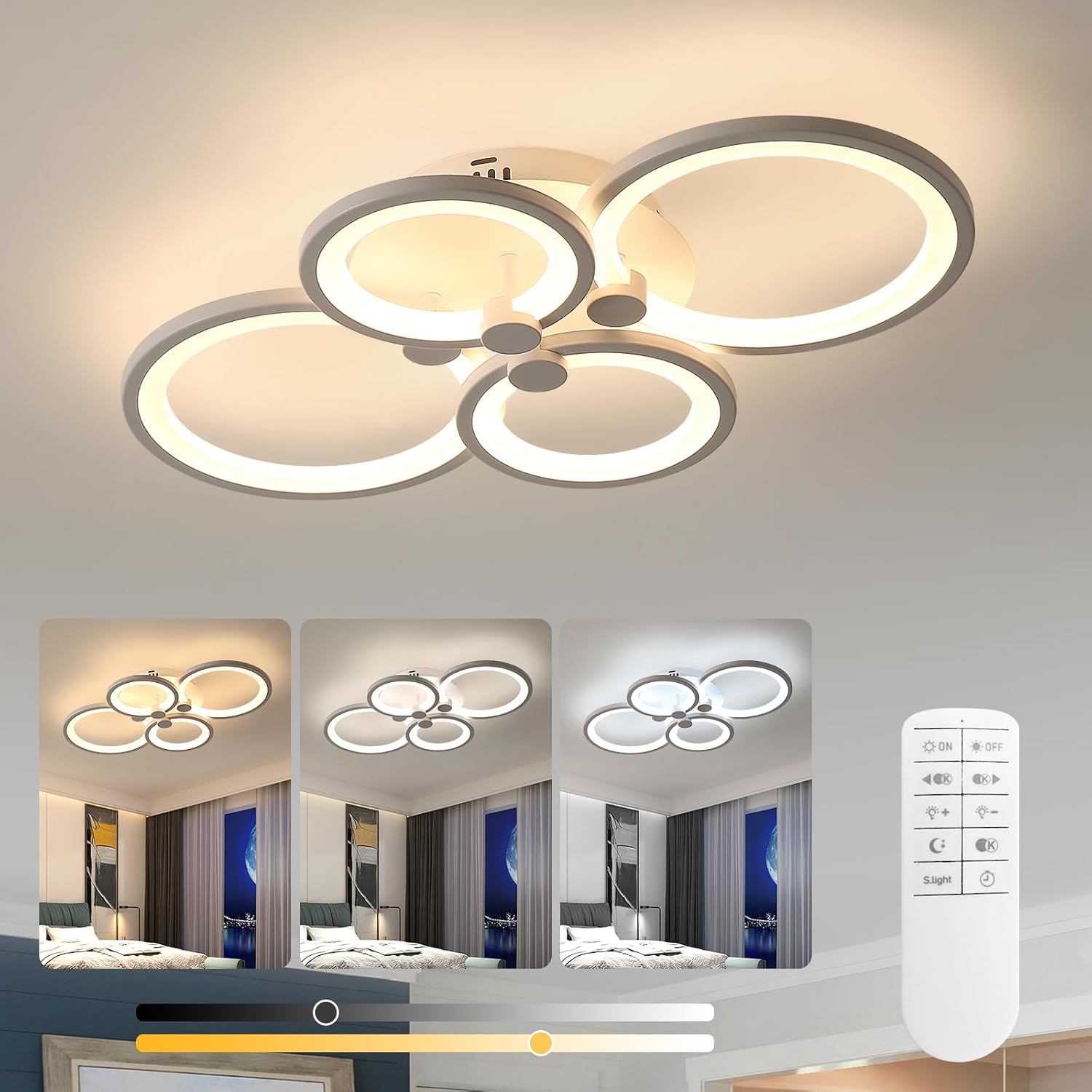 Plafón LED de 40W regulable con mando a distancia, 3000K-6500K, ideal ...