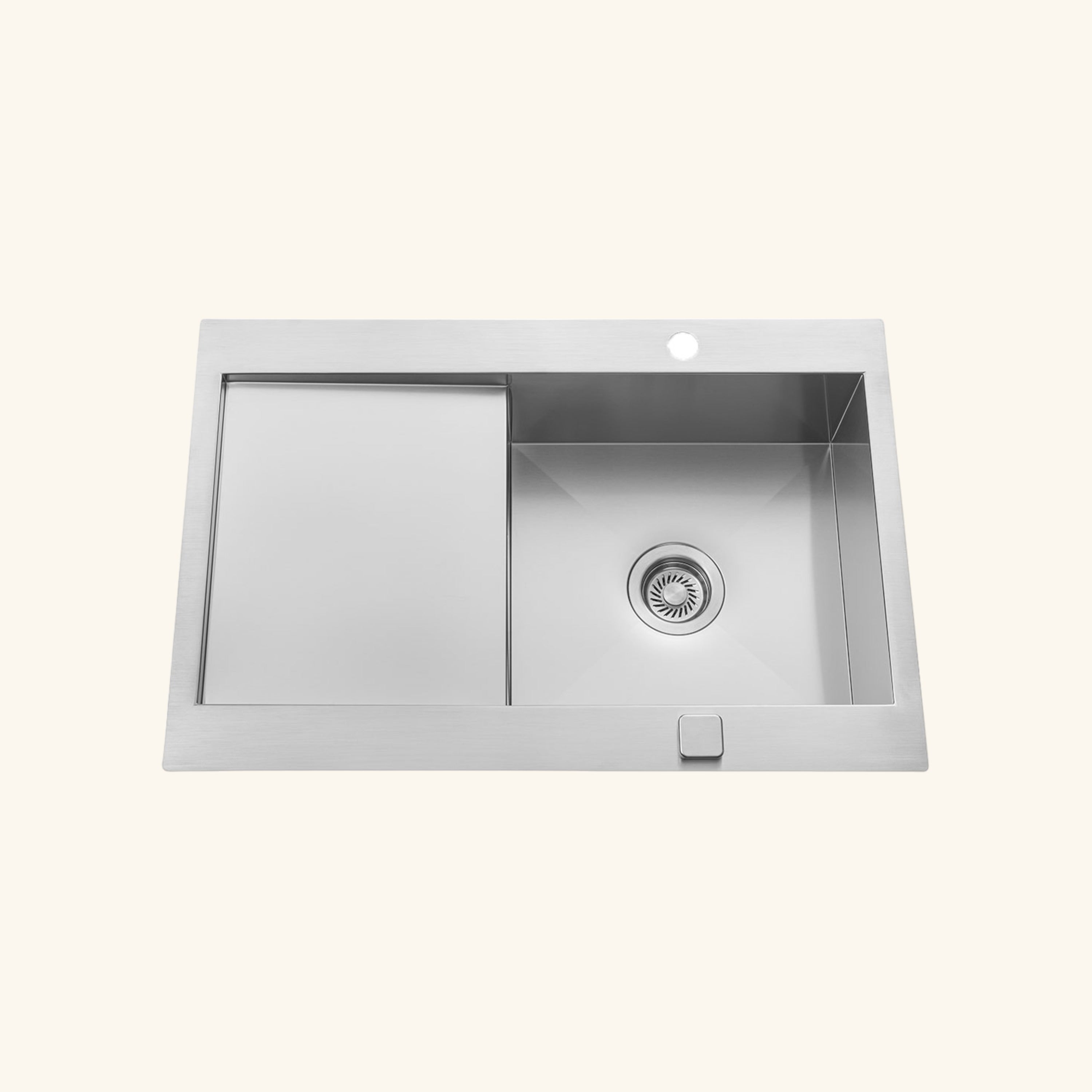 Évier inox lisse RIKAS 1 bac 1 petit égouttoir | Leroy Merlin