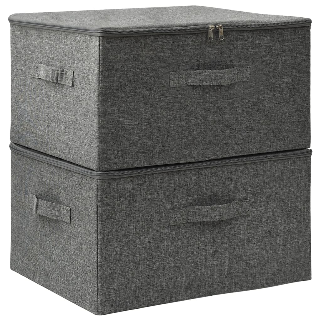 Baúles de almacenaje 2 unidades tela gris antracita 43x34x23 cm | Leroy ...