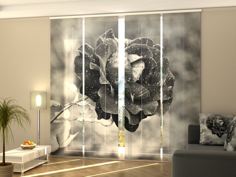 4 Paneles Japoneses WELLMIRA 60x300cm con Riel de 240 cm 4 Vías, Rosa ...