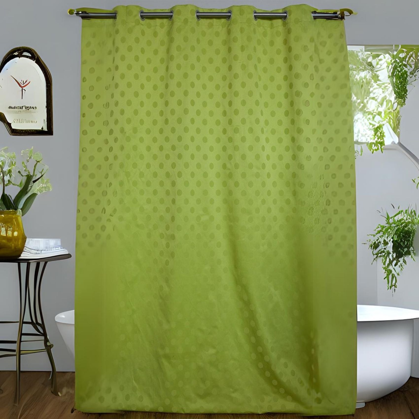 Rideau tamisant à pois - Vert clair - 140x260 cm - Polyester | Leroy Merlin