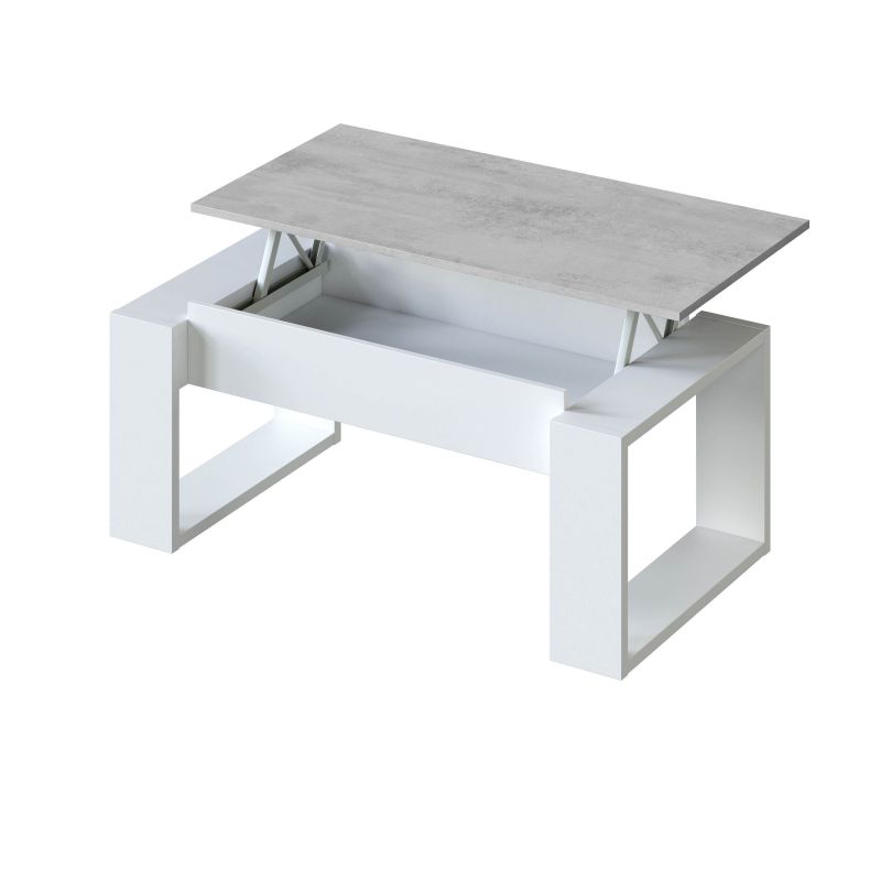 Mesa de centro elevable Nova Blanco Artik (Blanco Mate) - Gris Cemento 105 x 45–54 x 55 cm ...
