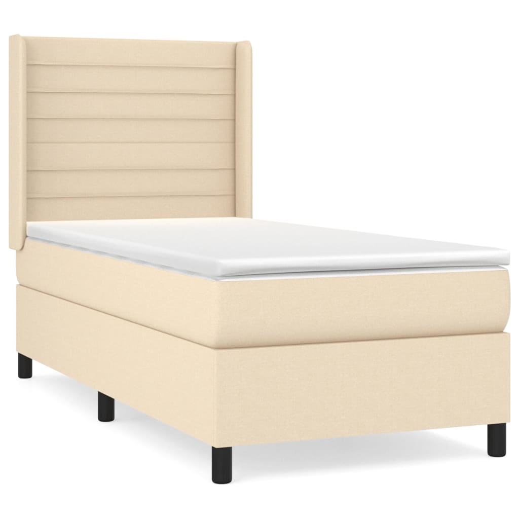 Lit simple | Lit Adulte | Lit à sommier tapissier avec matelas Crème ...