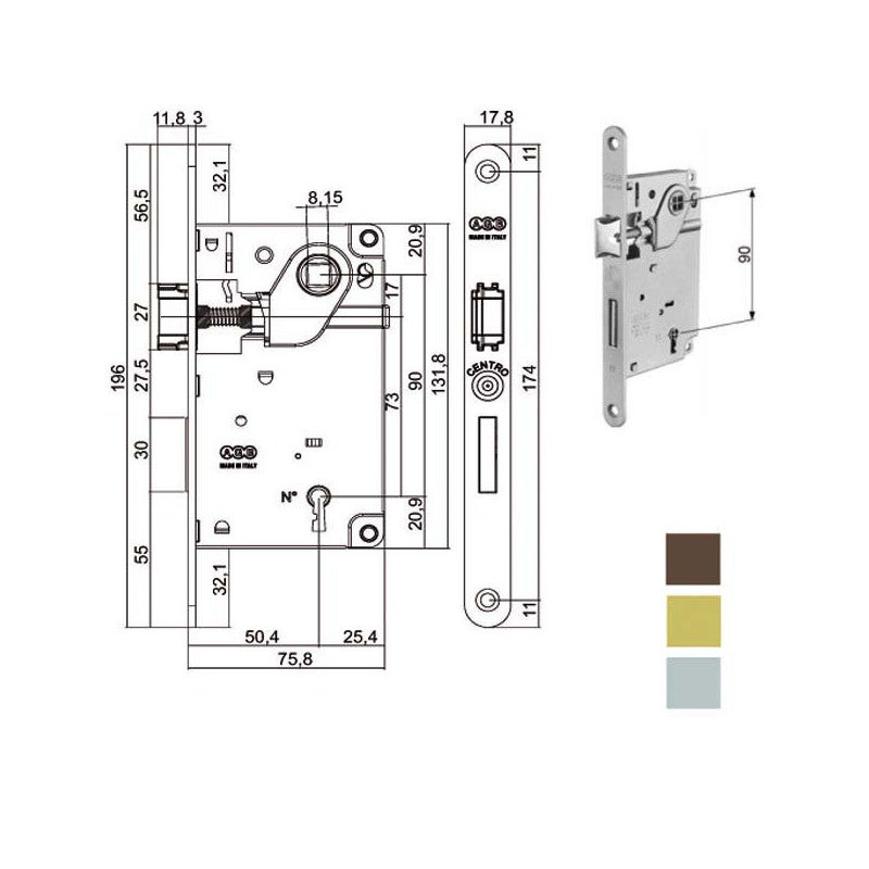 Cerradura Inferior Madera Centro E50 Cromo Op 1002 Agb | Leroy Merlin