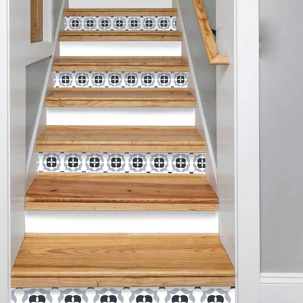 Contremarche PVC adhésivé FLORA - Effet Carreaux Ciment Blanc - L100 x ...