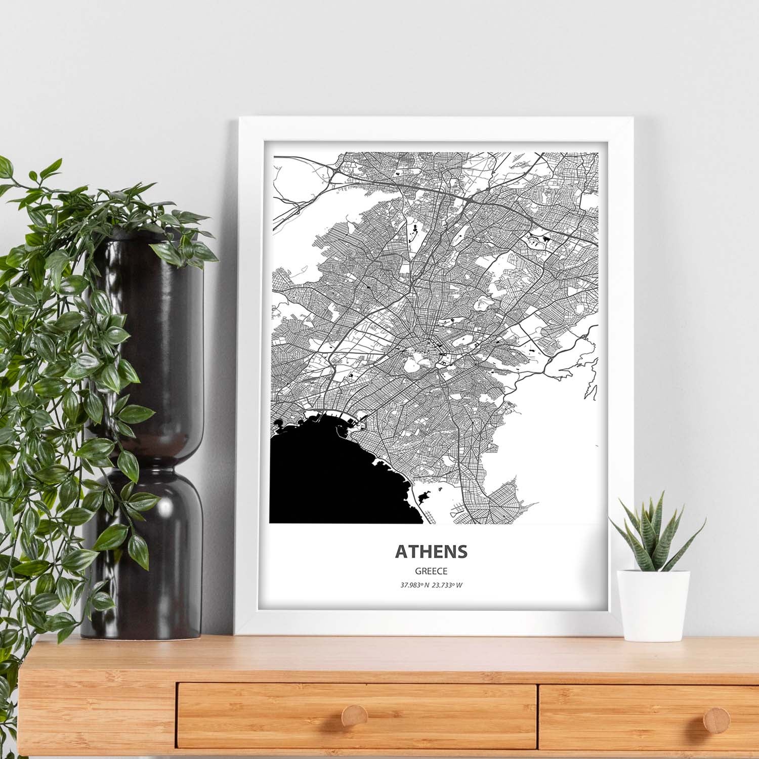 Poster Della Mappa Di Atene - Grecia. Piatti Di Cittã In Europa Con ...