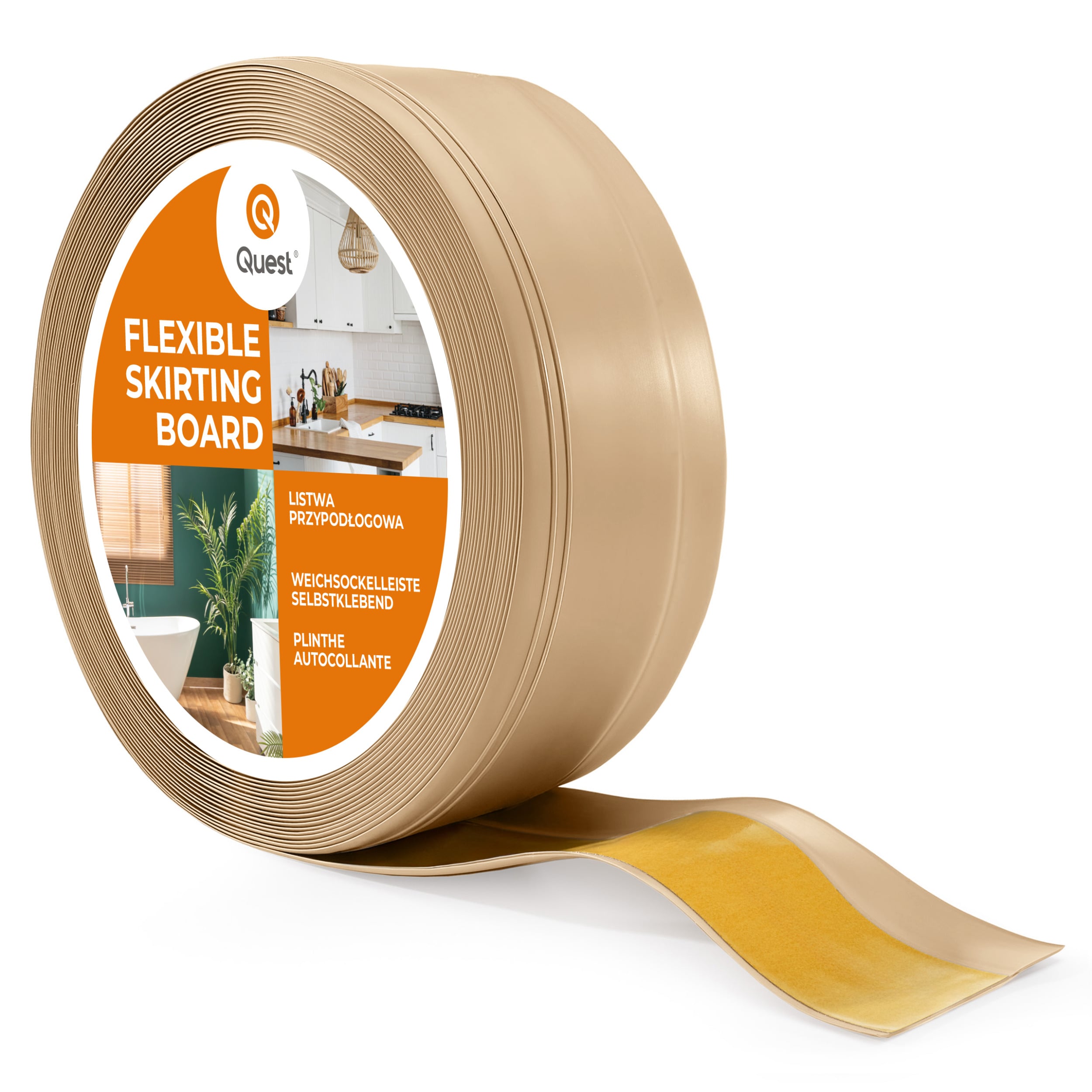 QUEST Rodapié de PVC autoadhesivo, rodapié flexible DEKOR, 50x20mm ...
