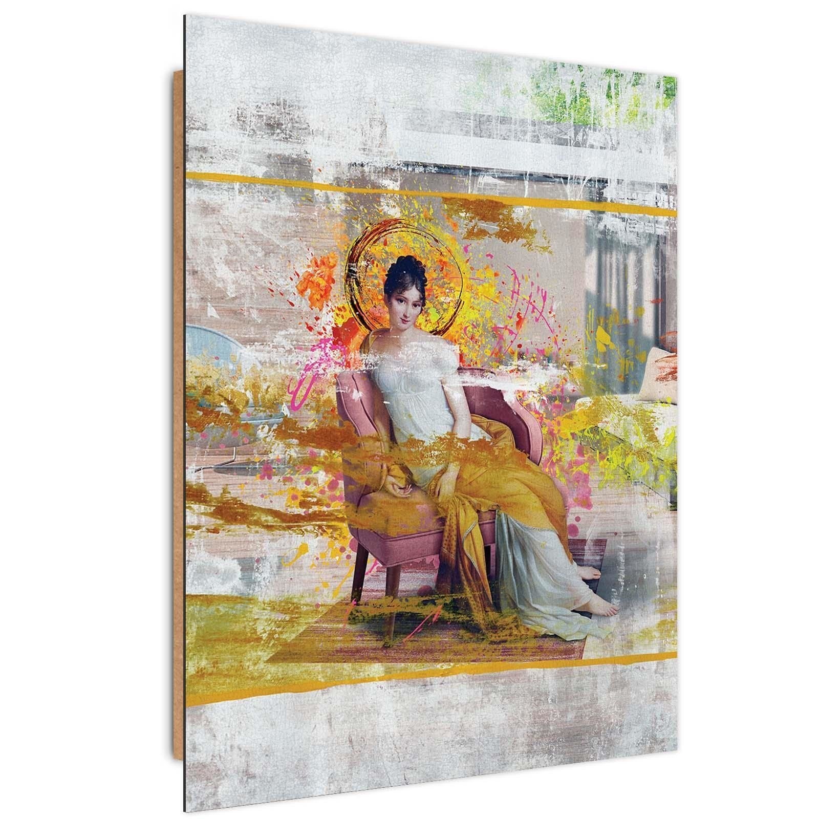 Tableau bois Dame dans la chaise - 70 x 100 cm | Leroy Merlin