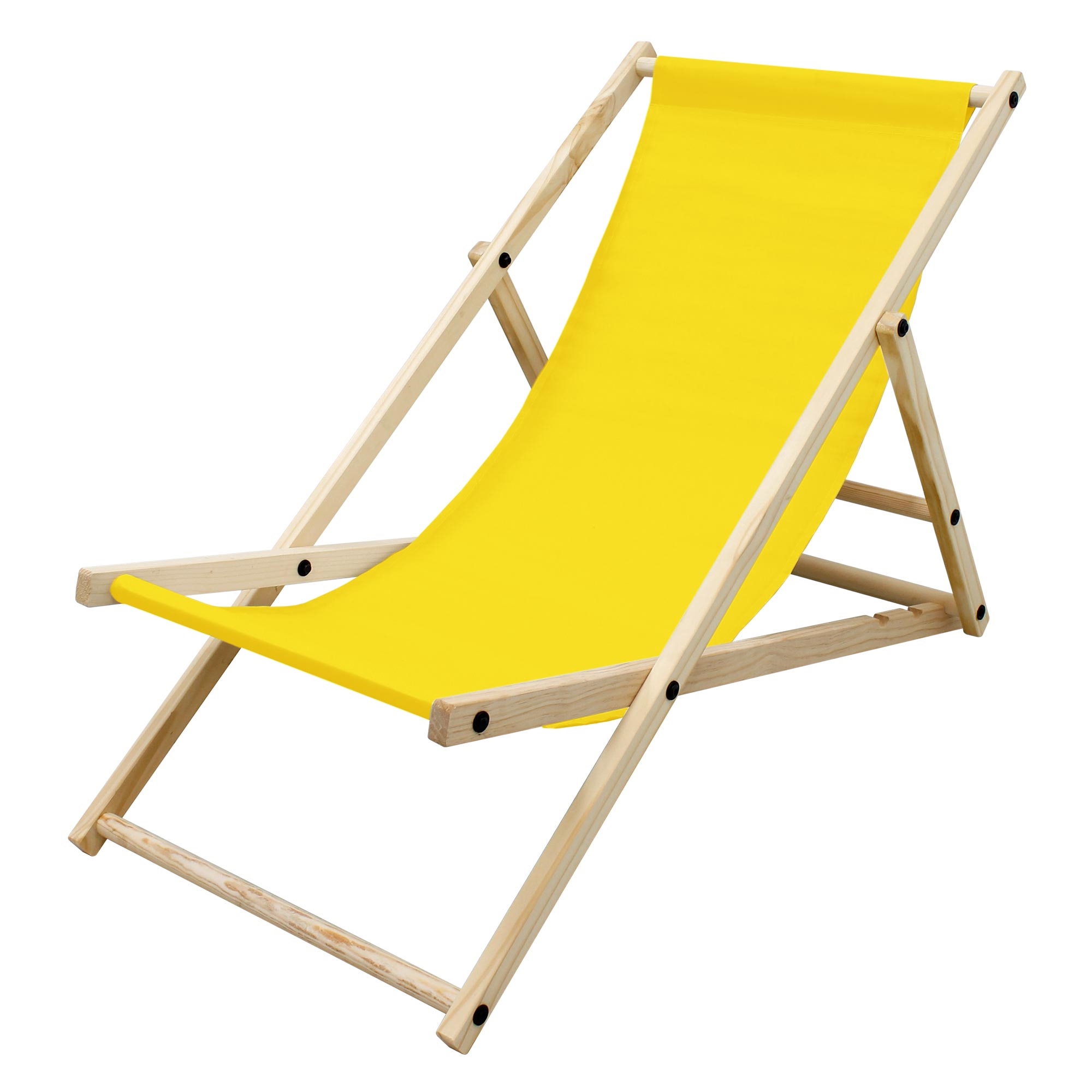 Chaise longue de jardin pliable jaune en bois chilienne 3 positions de couchage jusqu'à 120 kg ...
