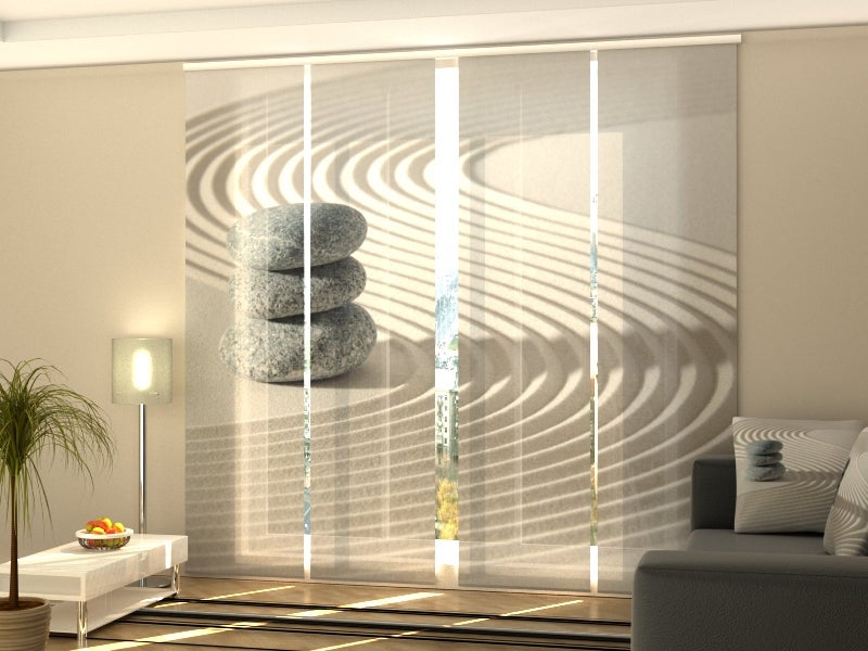 4 Paneles Japoneses WELLMIRA 60x270 cm con Riel de 4 vías de 240 cm ...