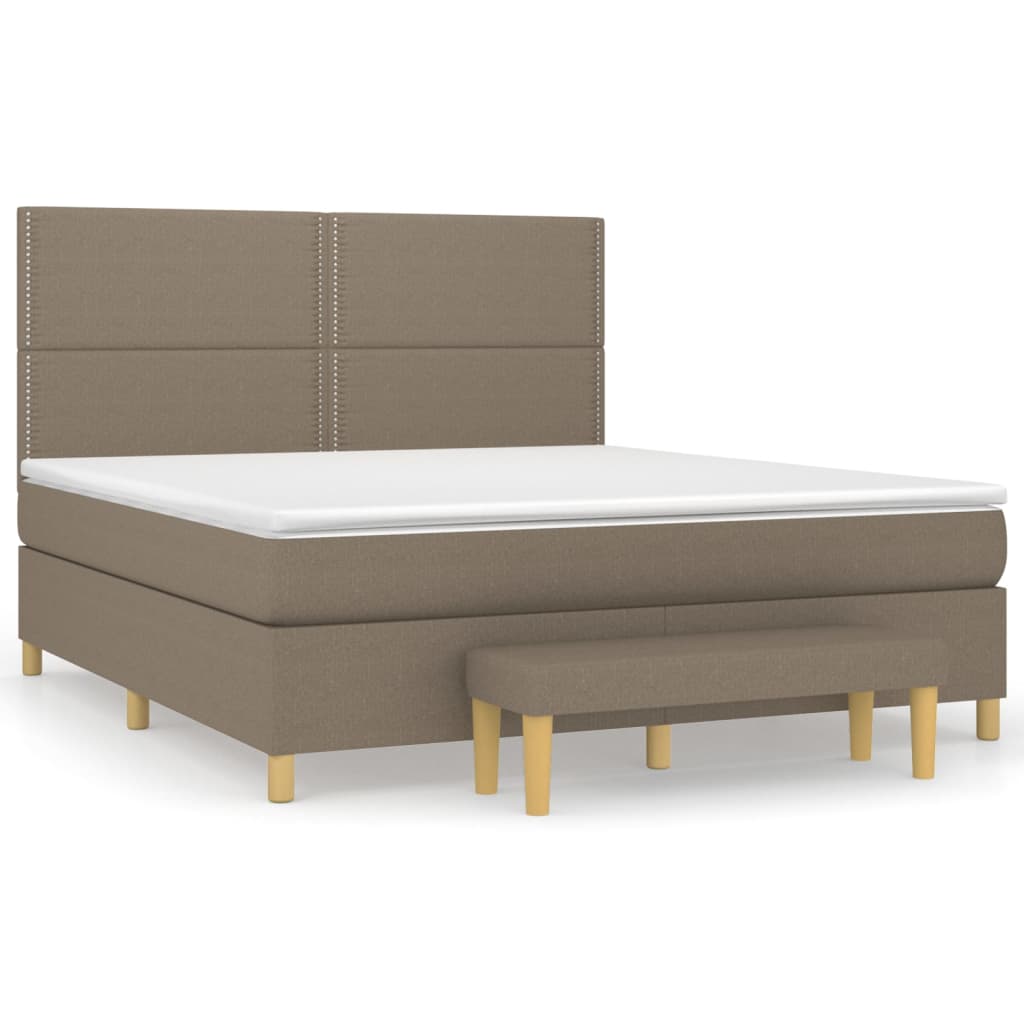 Cama box spring con colchón tela gris taupe 180x200 cm | Leroy Merlin