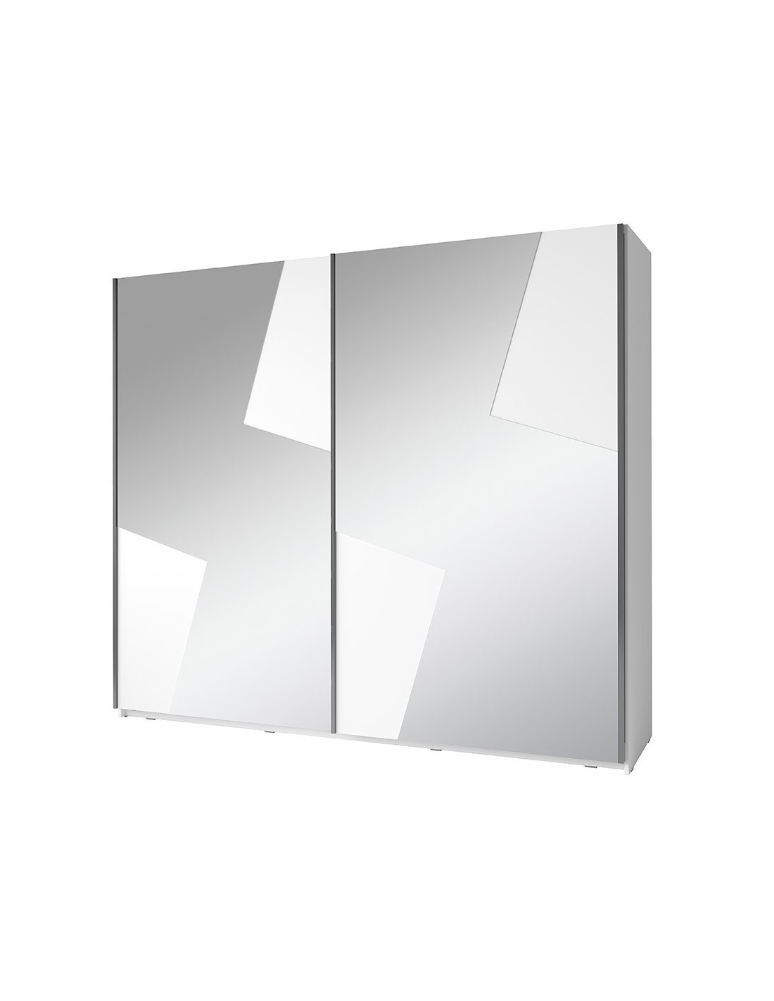 Armoire FULMO 2 portes avec miroirs - Coloris blanc et gris effet béton ...