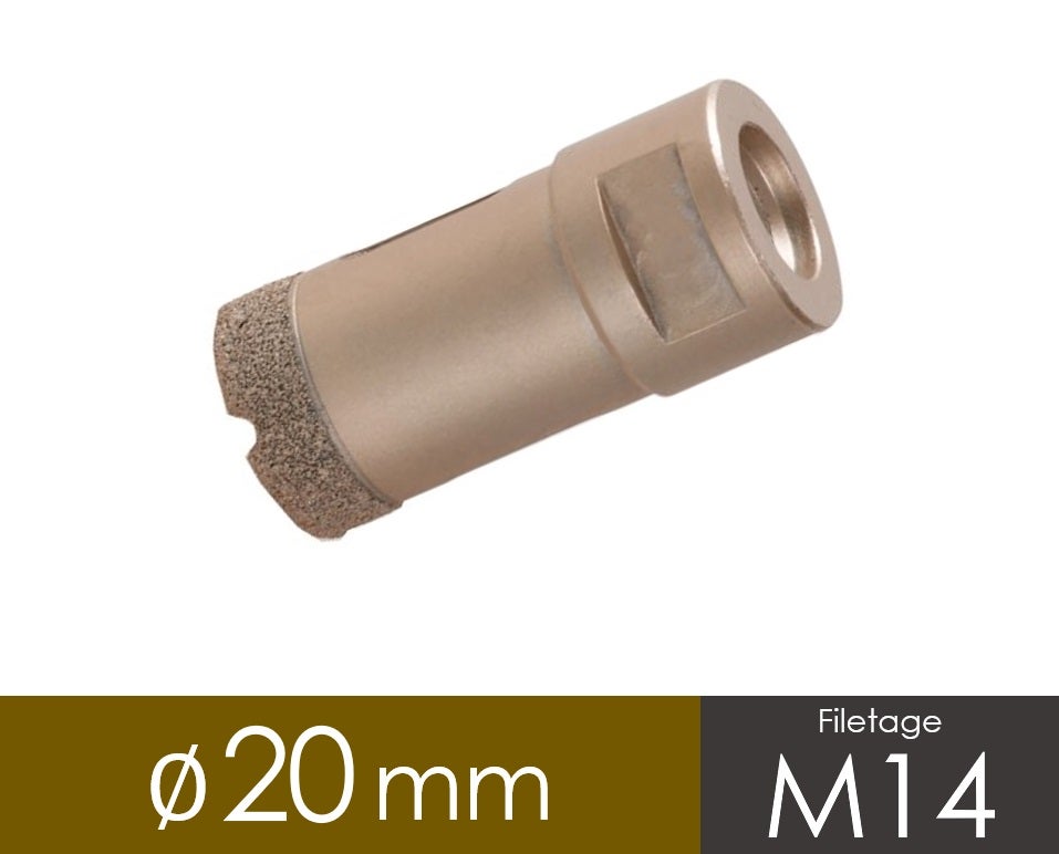 Trépan diamanté 20mm pour meuleuse avec filetage M14 - Usage ...