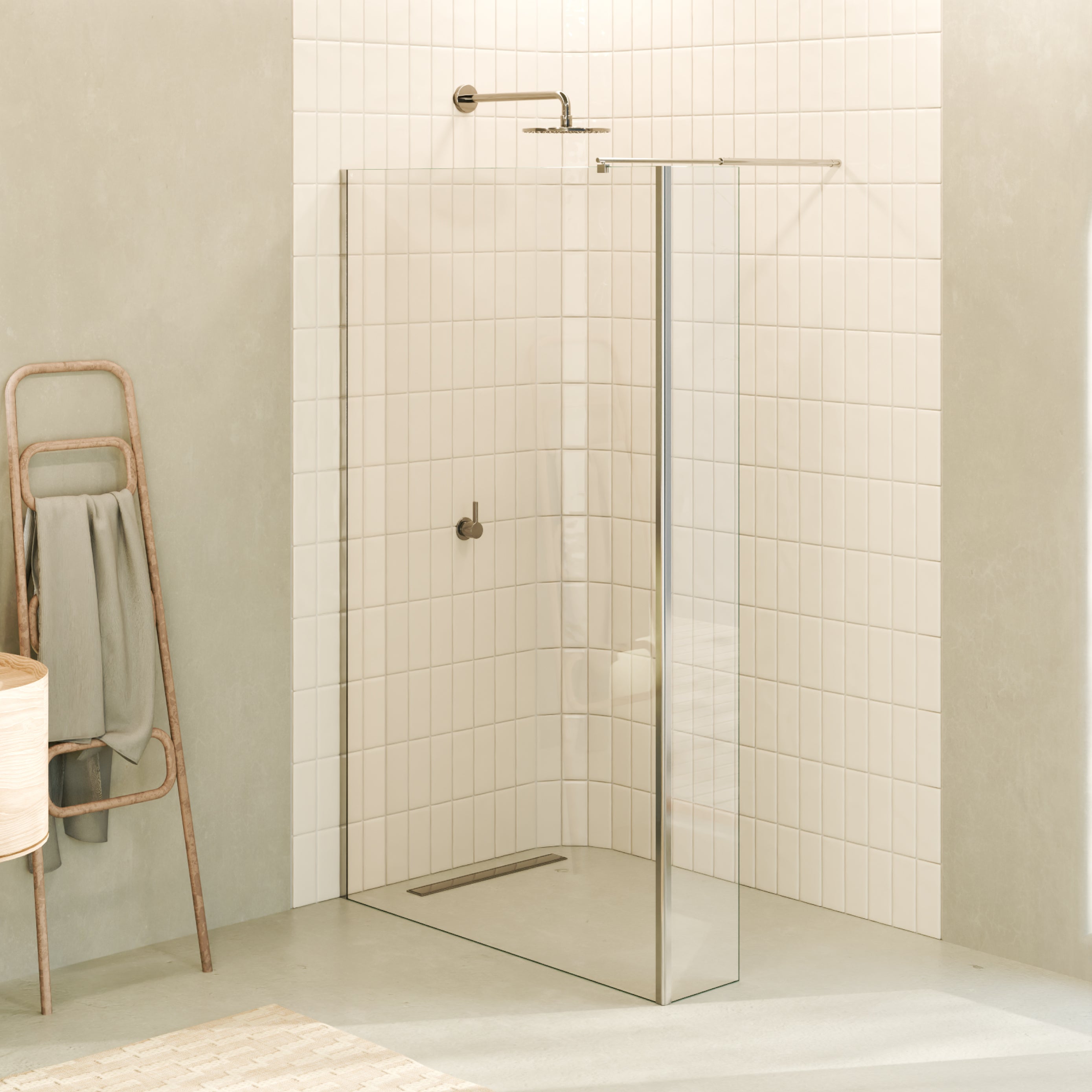 Mampara de Ducha Walk-In Fiona 160x200 cm con Panel Lateral Fijo de 40 ...