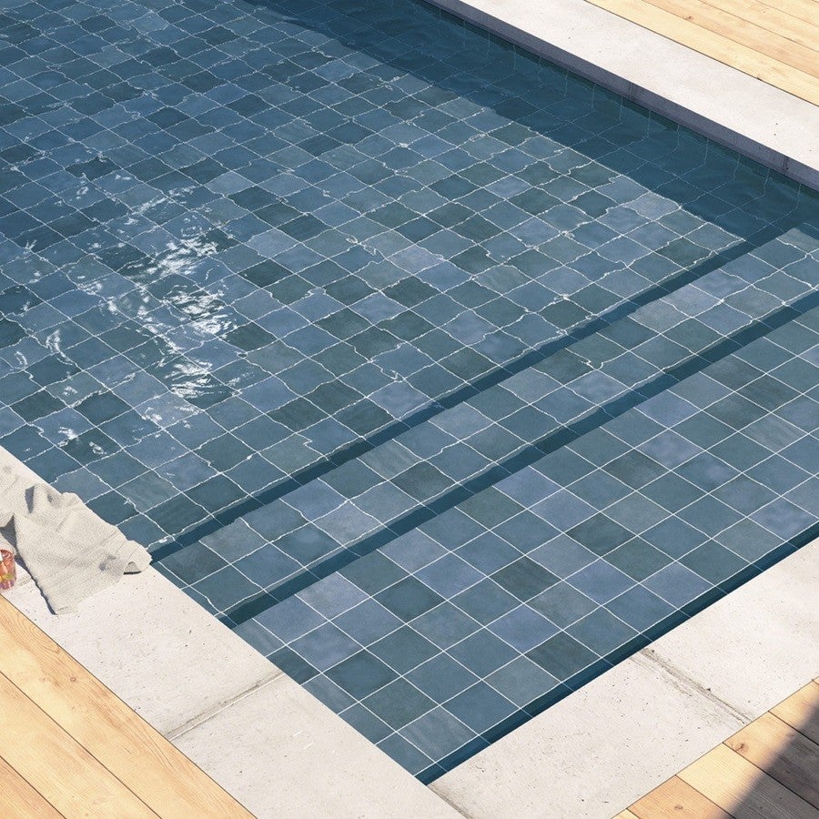 Carrelage Piscine Piscine Gloss Colonial Blue 15x15 Cm Effet Zellige ...