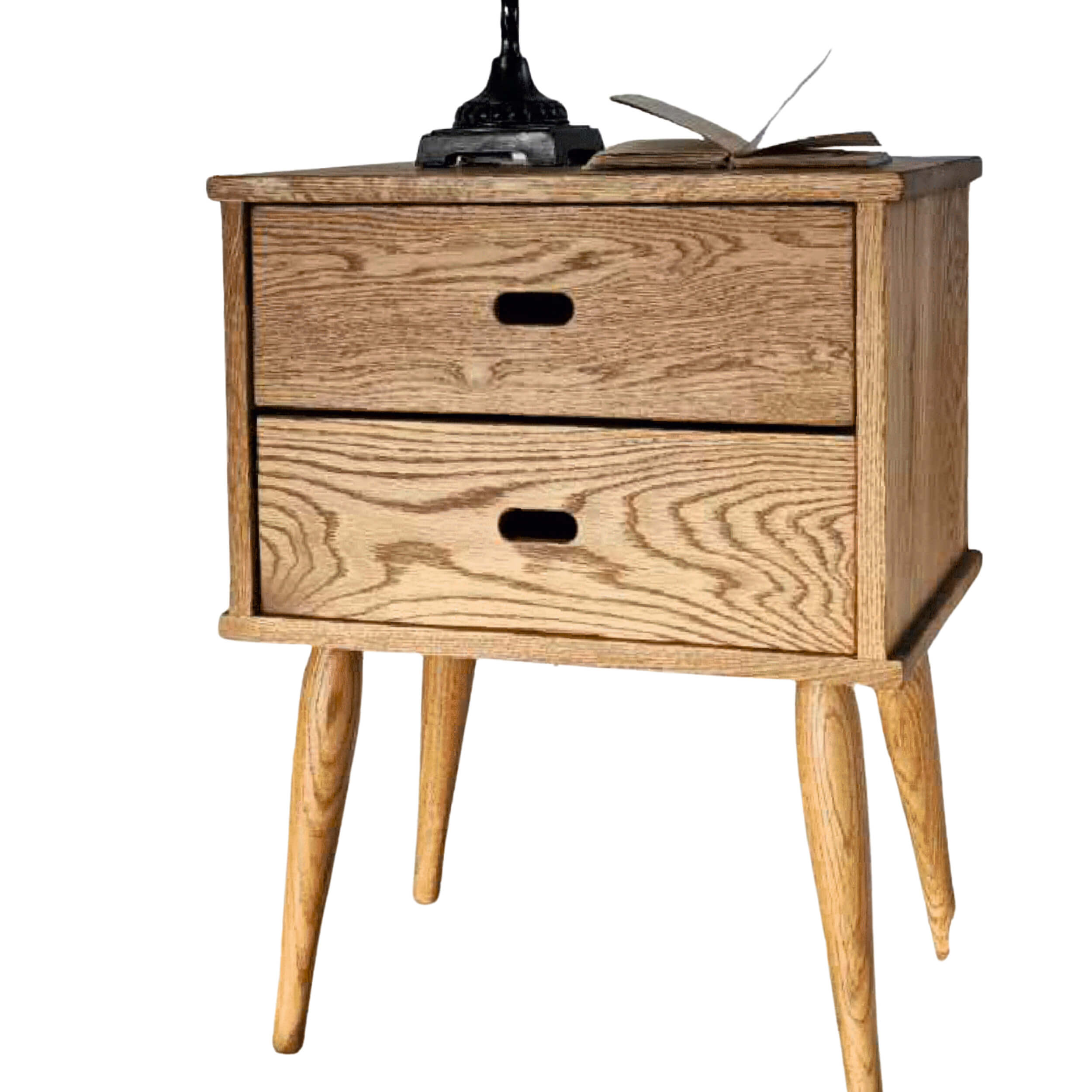 Mesita de noche de roble con 2 cajones, 45x35x59cm | Leroy Merlin