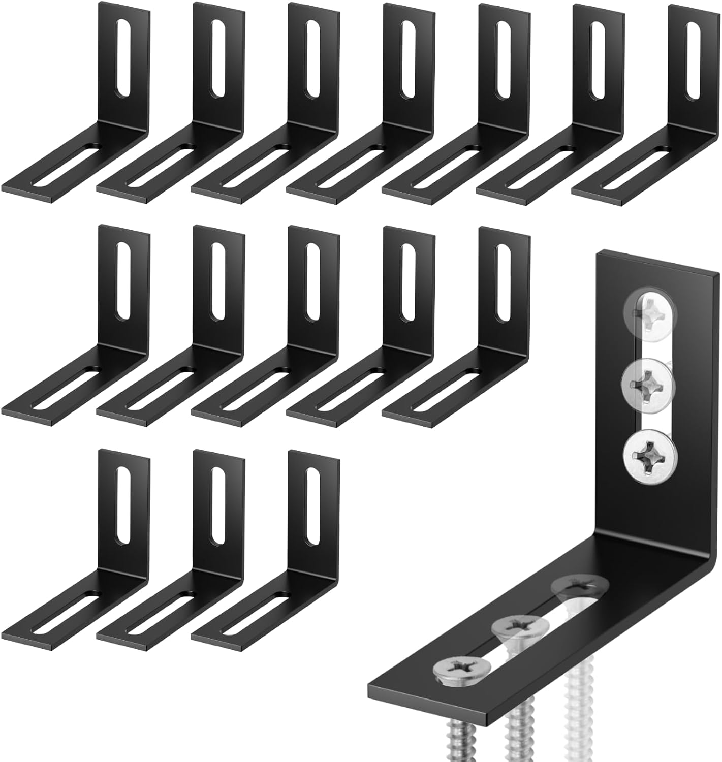 16 Pcs Equerre Metal Noir, Equerre de Fixation Supports D'angle ...