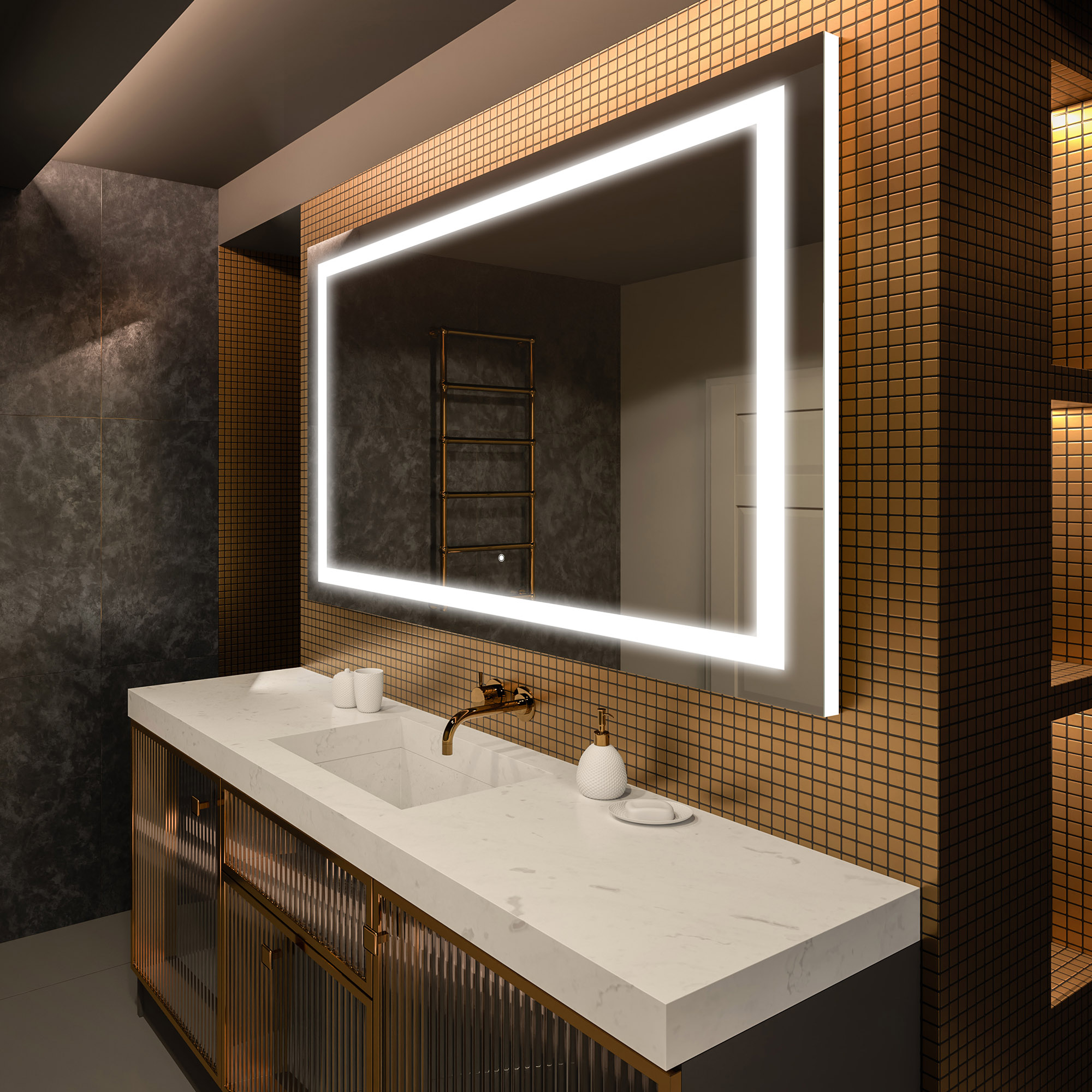 Premium Miroir avec LED Illumination Salle de Bain (70x100cm) LED ...