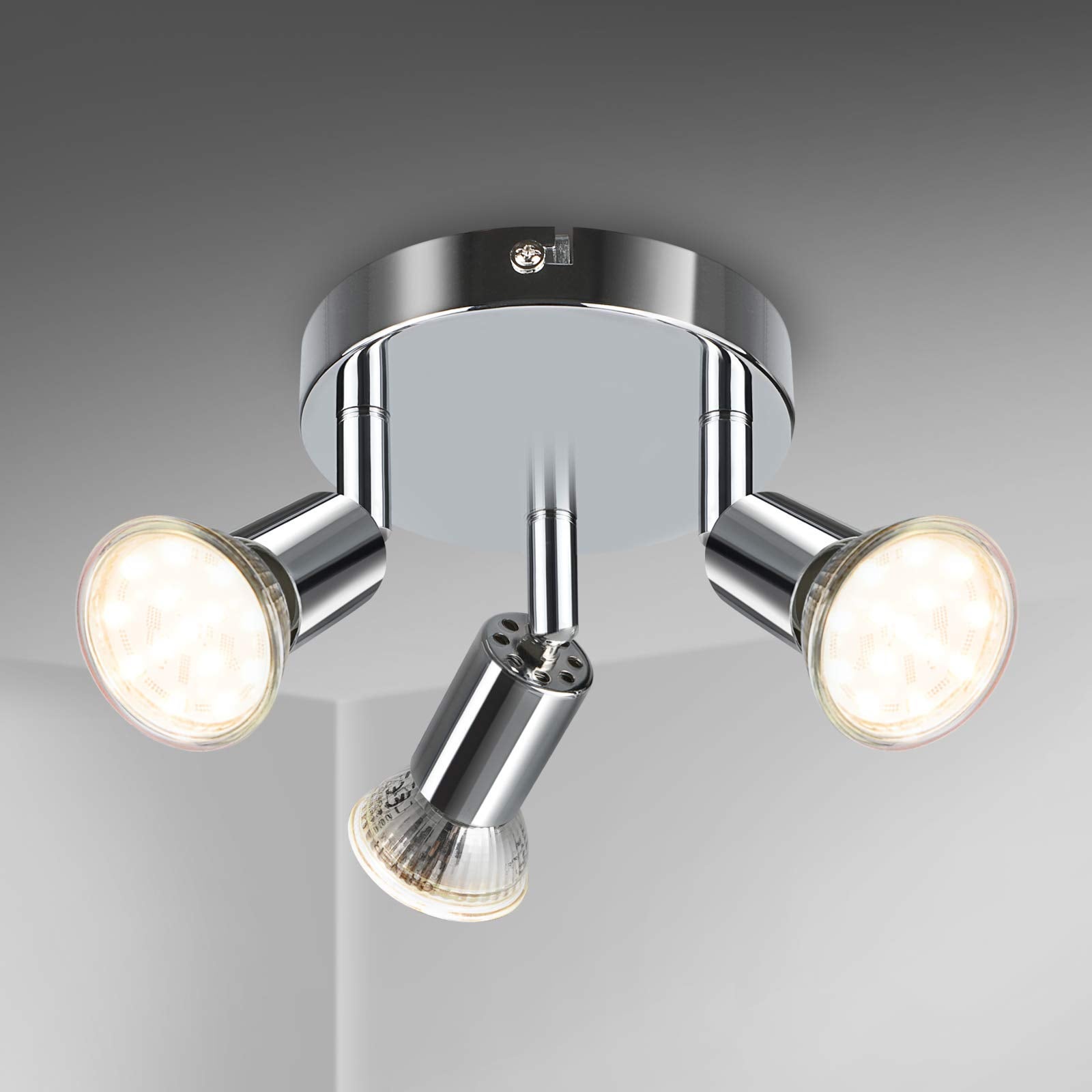 Lámpara de techo LED de tres luces, foco LED con giro de 270 grados ...
