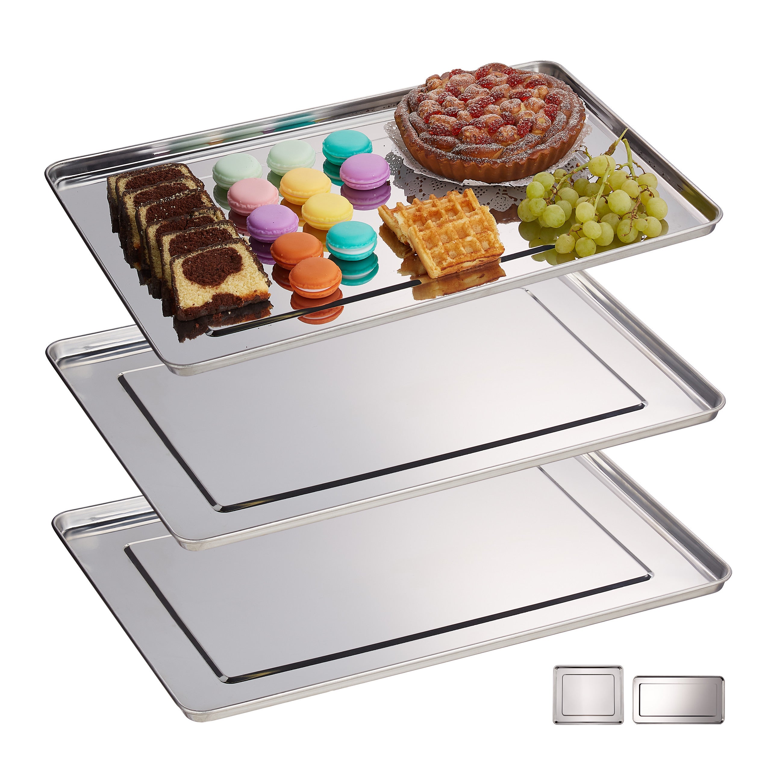 Plateaux de service, lot de 3, Acier inoxydable, adapté au lave ...